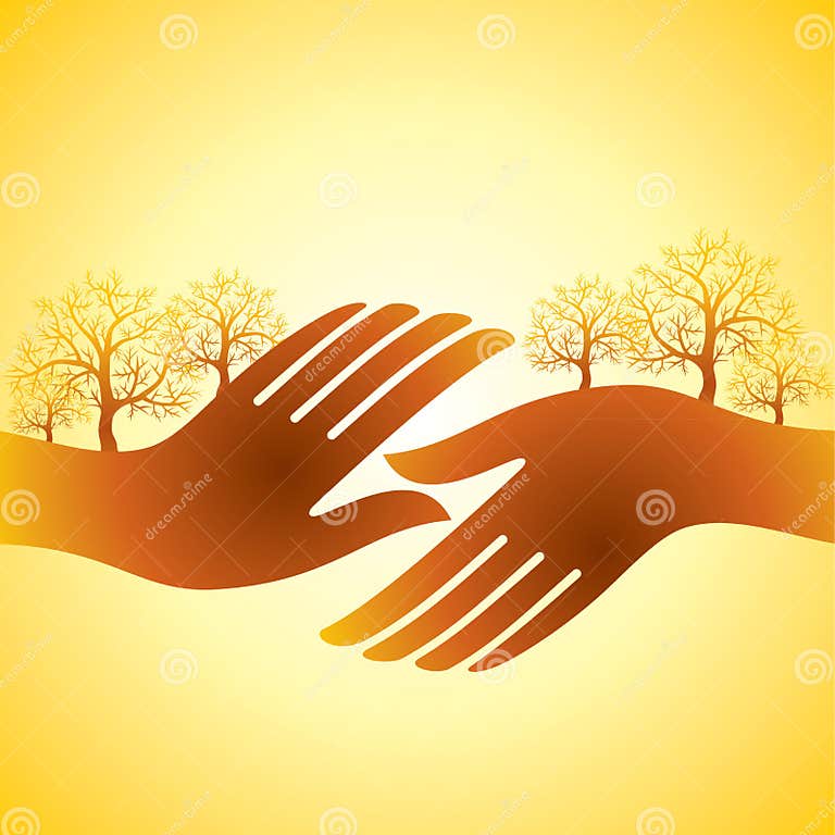 Hand shake with trees stock vector. Illustration of environment - 28523871