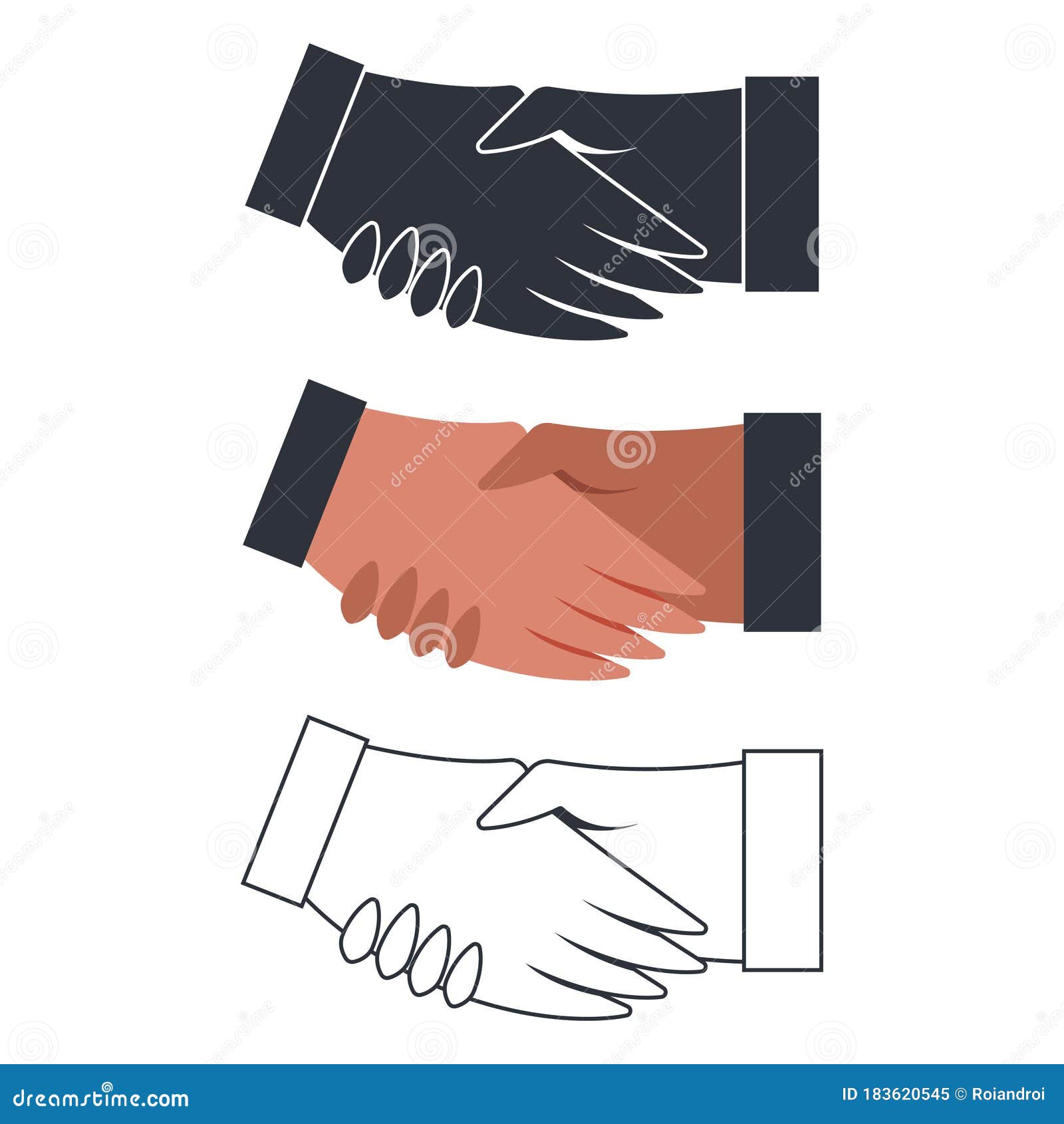 Hand Shake Vector Set Isolated. Stock Vector - Illustration of flat ...
