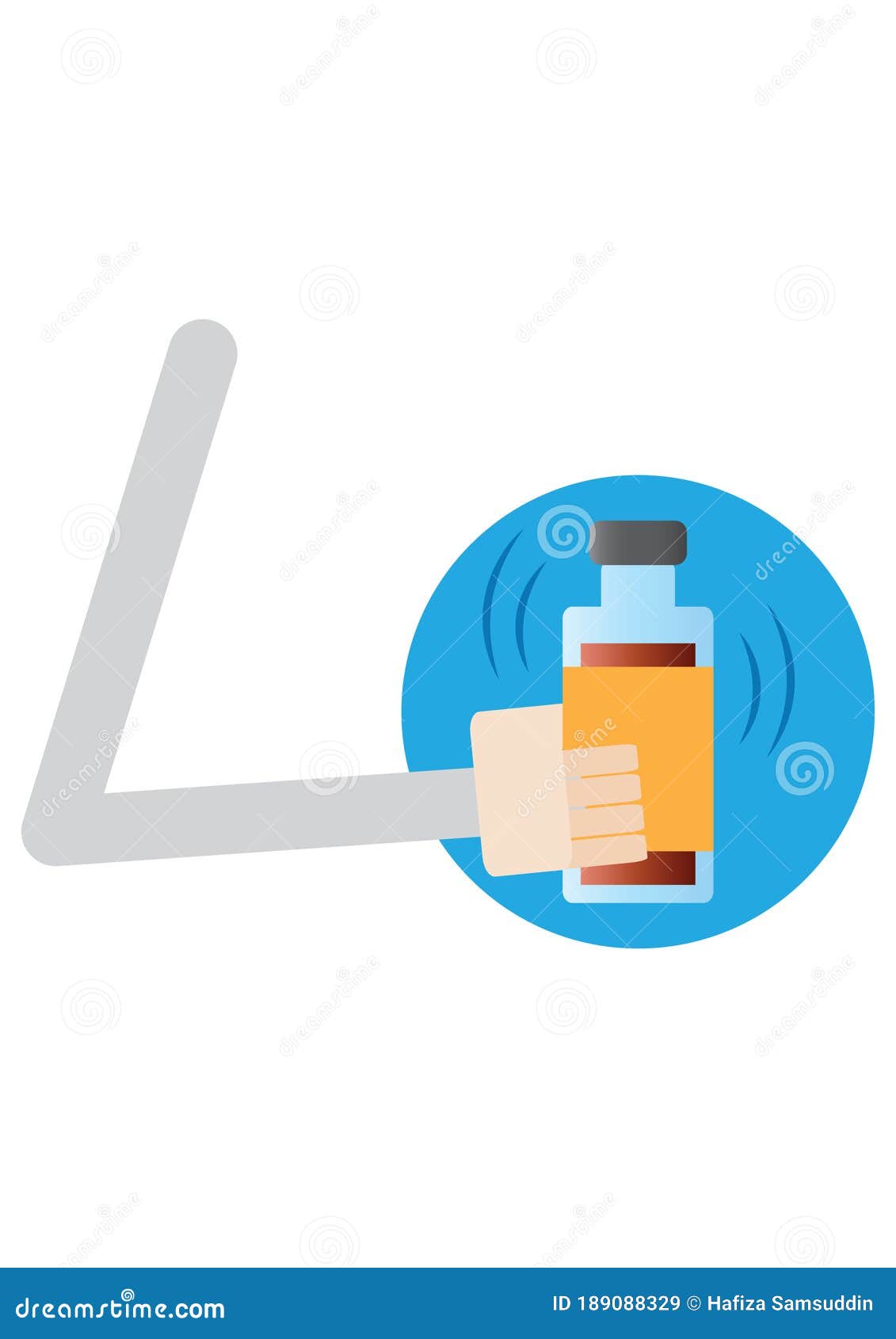 Hand Shaking Bottle of Chemical Solution. Vector Illustration ...