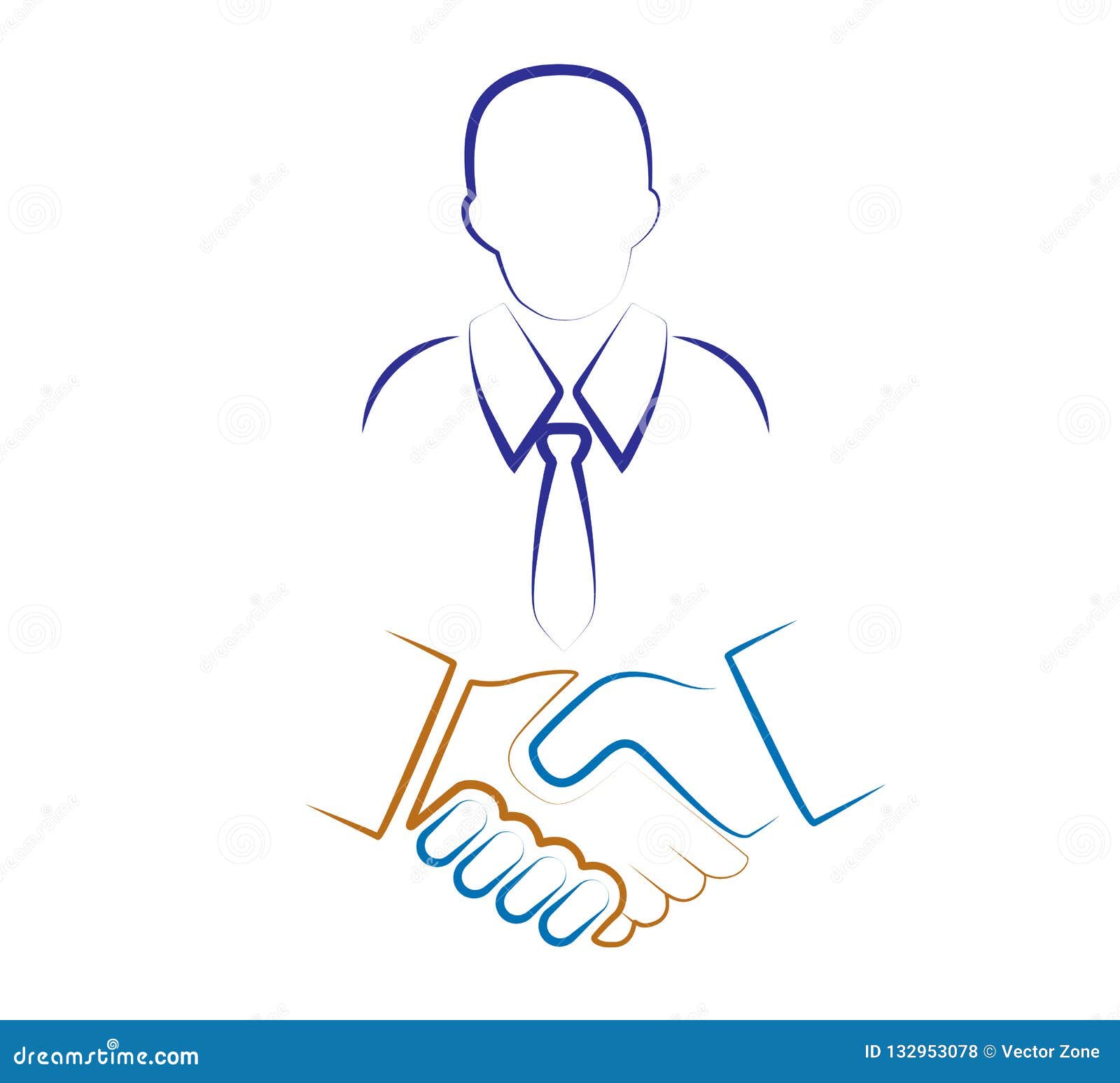 Hand Shaking Icon with Face Line Shape Colorful Logo Vector Stock ...
