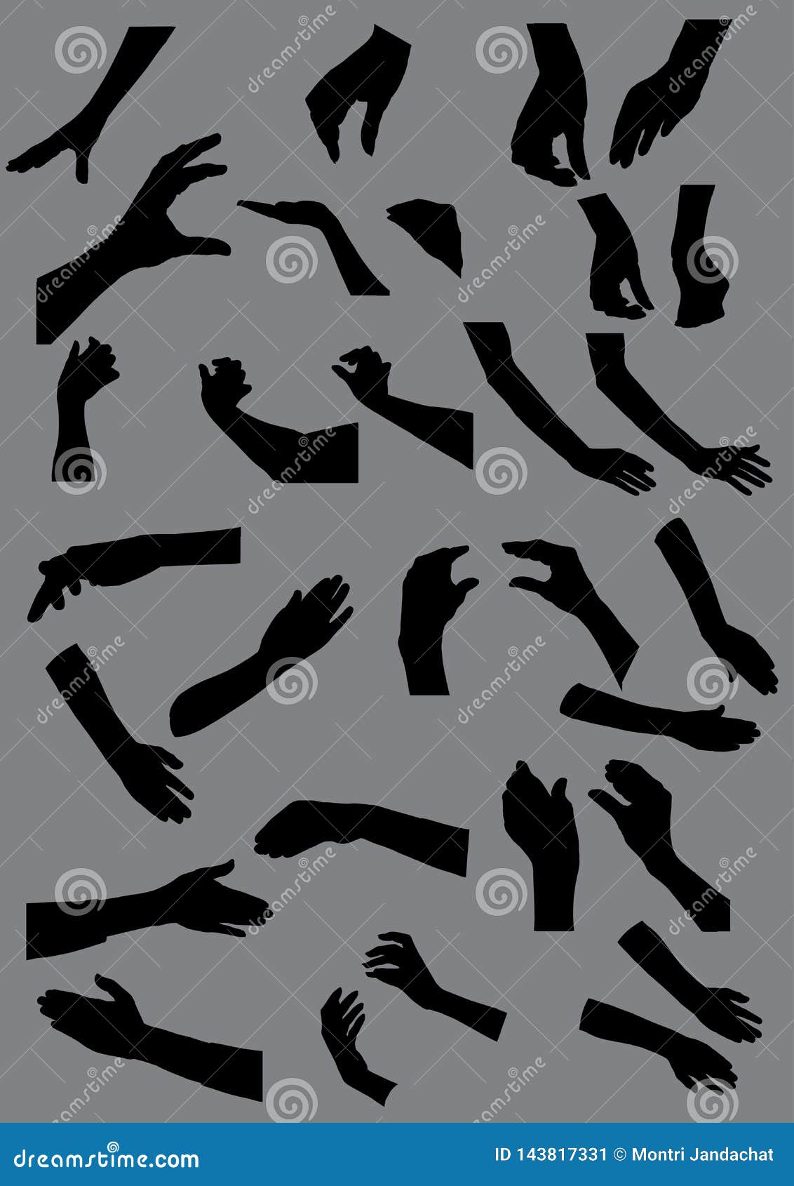 Hand Shape Black Shadow Illustration Vector on Gray Background Stock ...