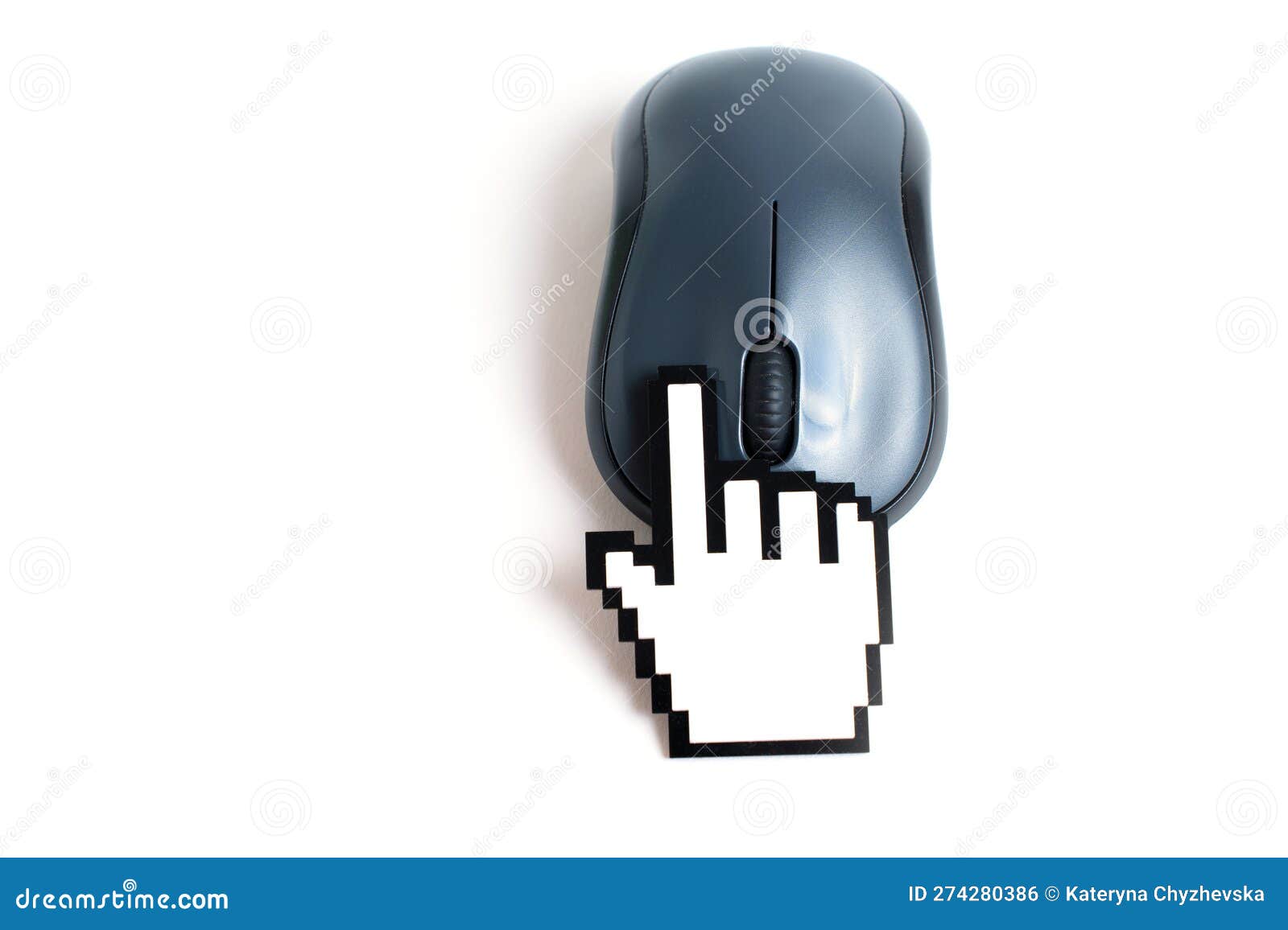 Hand Shaped Cursor Sign Clicks a Computer Mouse Stock Photo - Image of ...