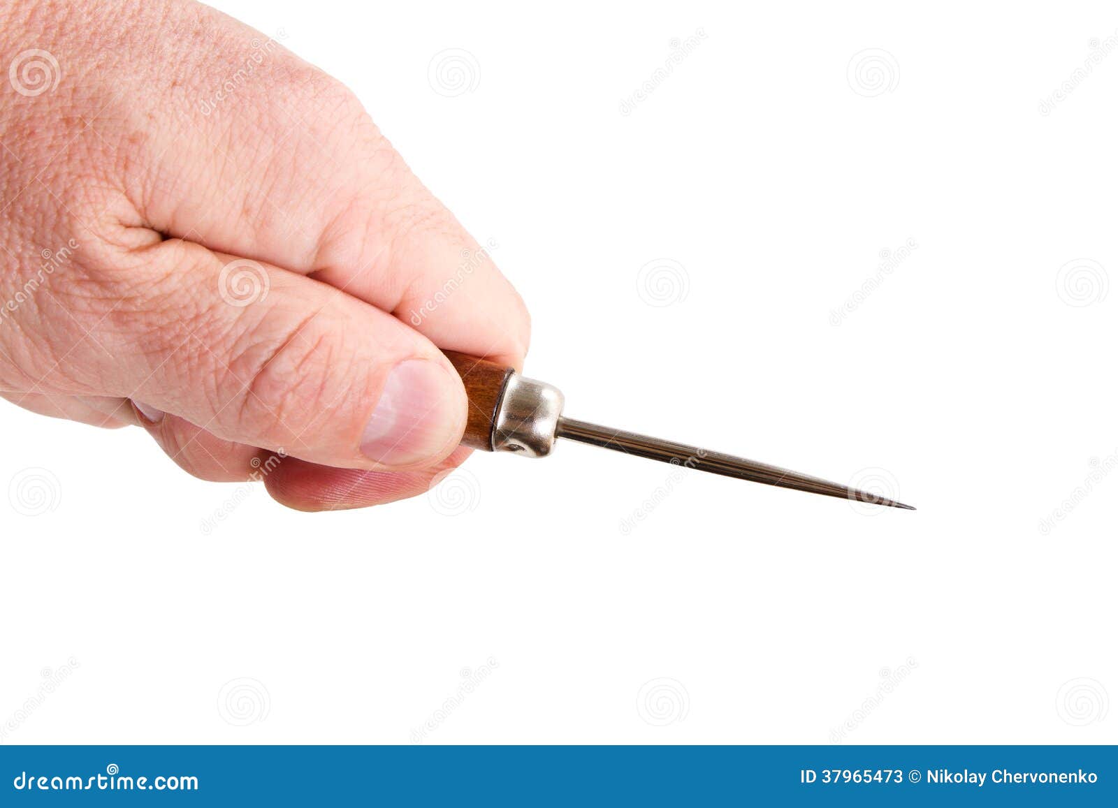 Hand with a sharp pricker stock image. Image of workshop - 37965473