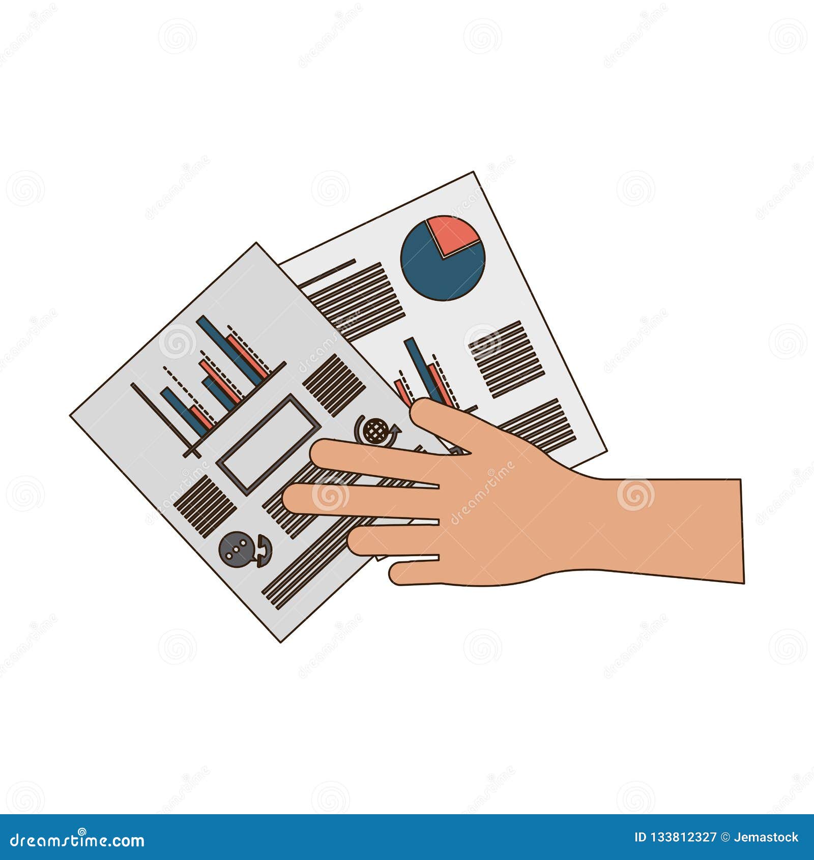 Hand with sheet graph stock vector. Illustration of conceptual - 133812327