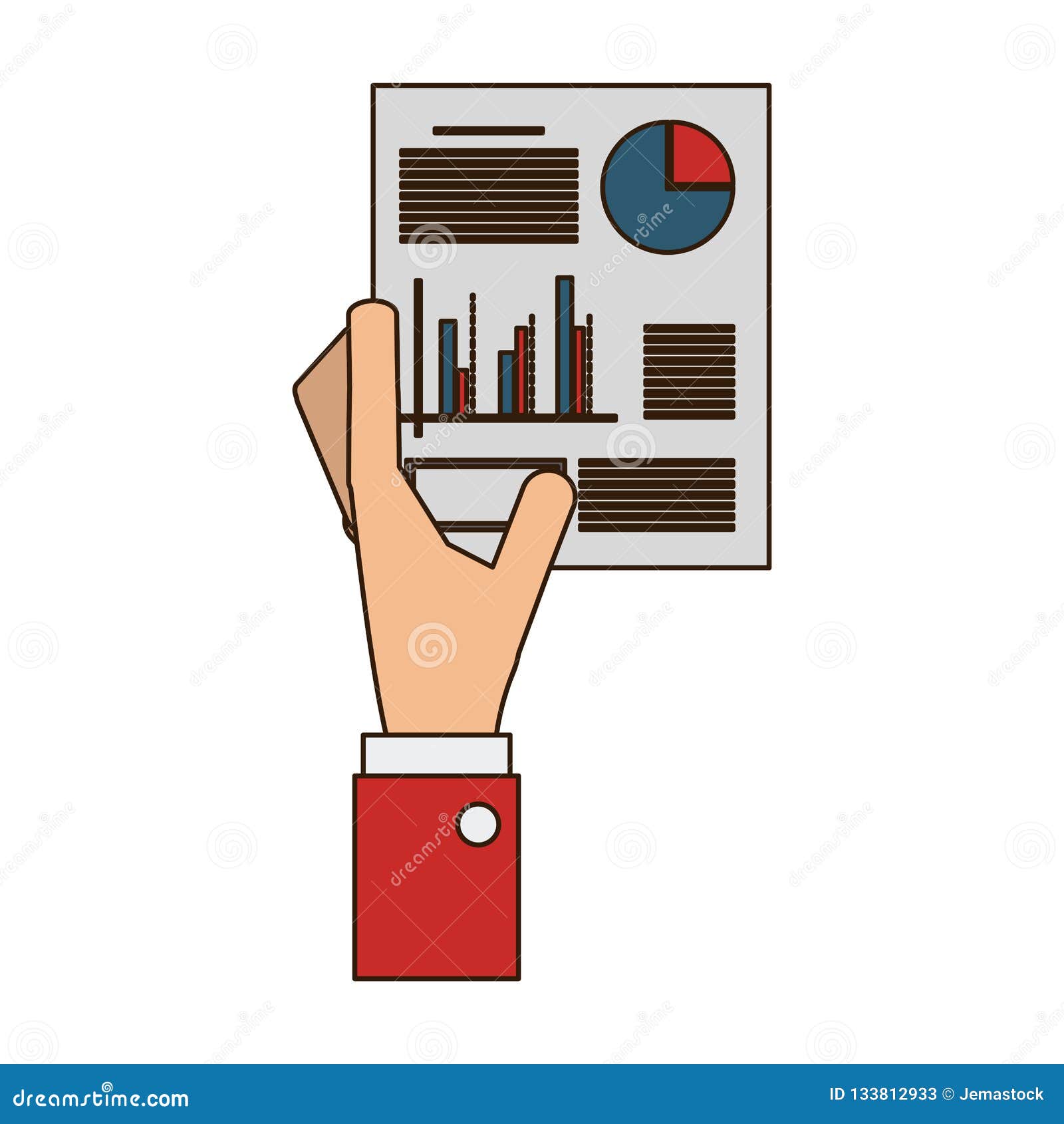 Hand with sheet graph stock vector. Illustration of symbol - 133812933