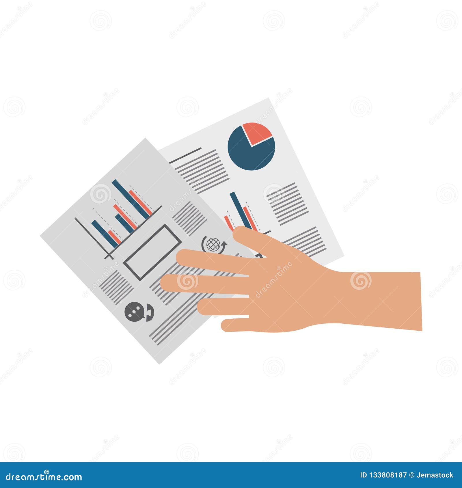 Hand with sheet graph stock vector. Illustration of business - 133808187