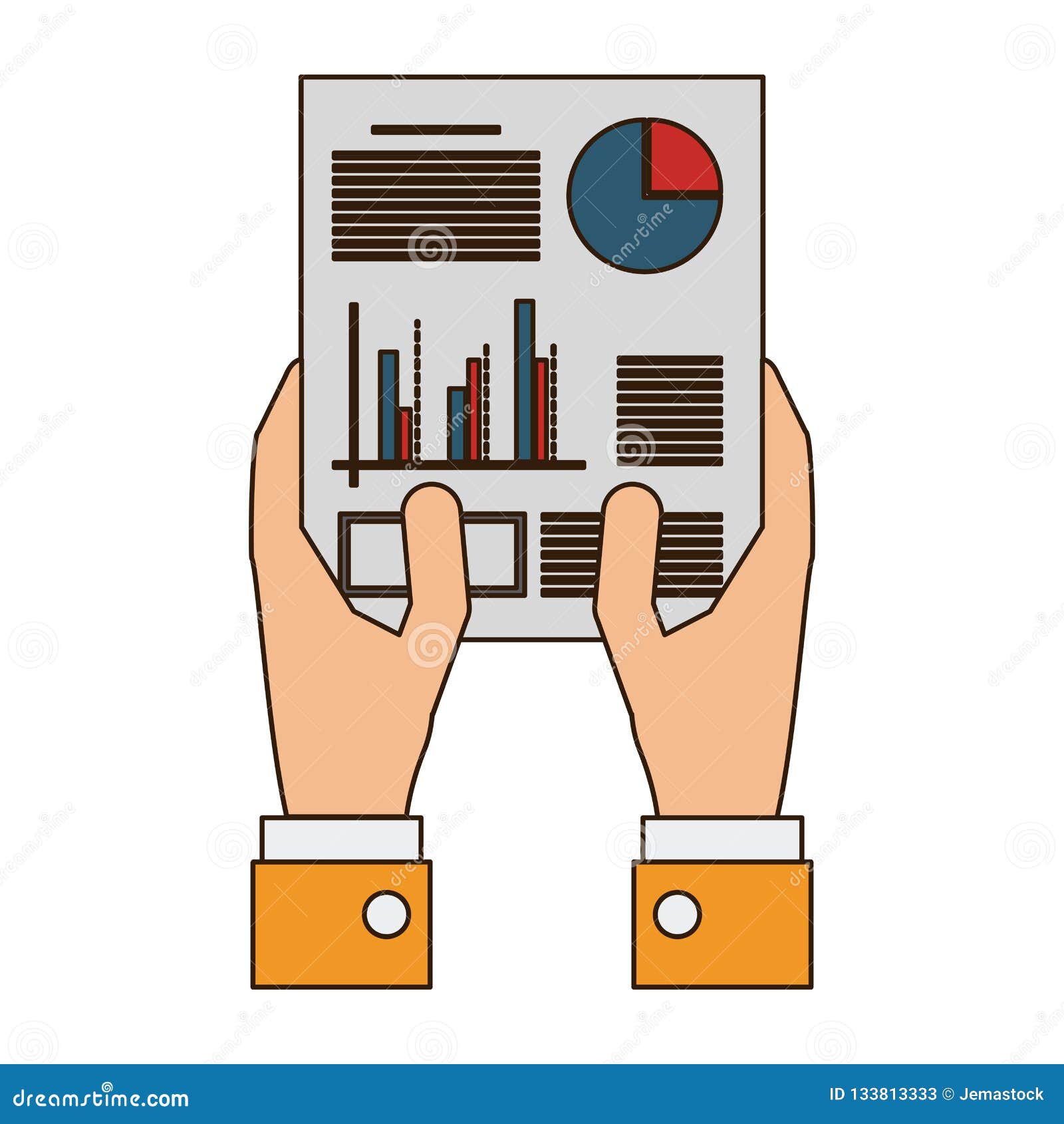 Hand with sheet graph stock vector. Illustration of graph - 133813333