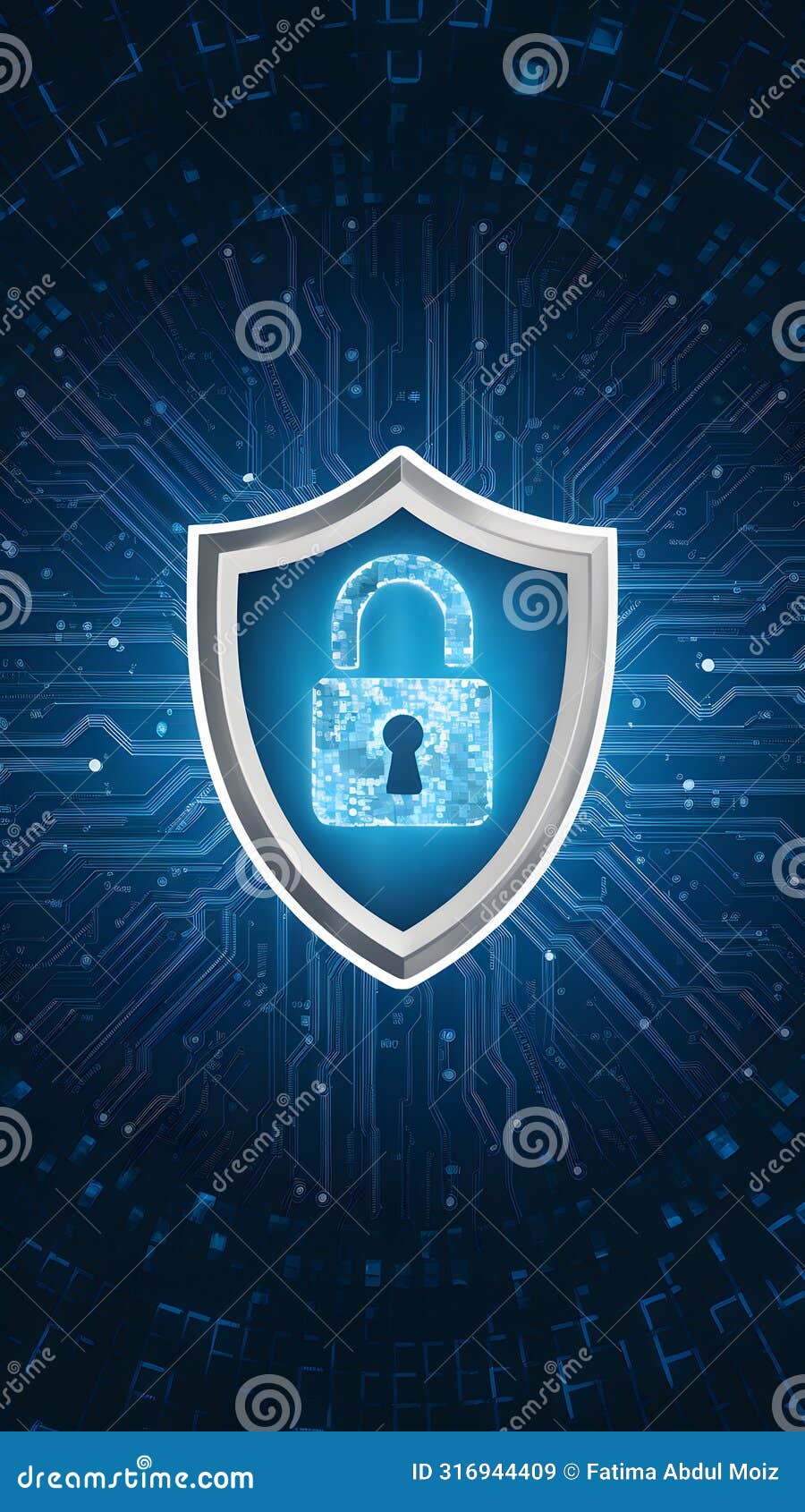 Hand Shields Blue Lock on Shield for Tech Security Concept Stock ...