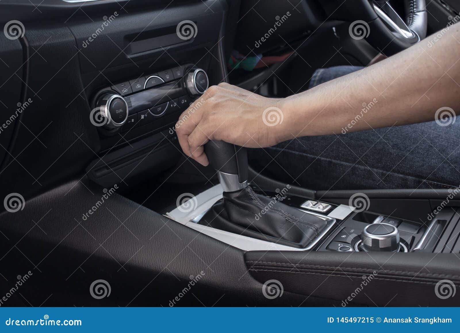 Hand on Shifting Gear on Car ,man Driving Car Stock Image - Image of ...