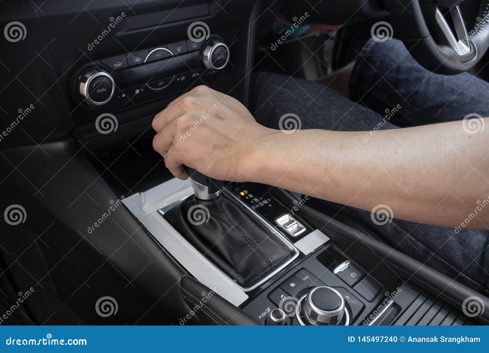 Hand on Shifting Gear on Car ,man Driving Car Stock Photo - Image of ...