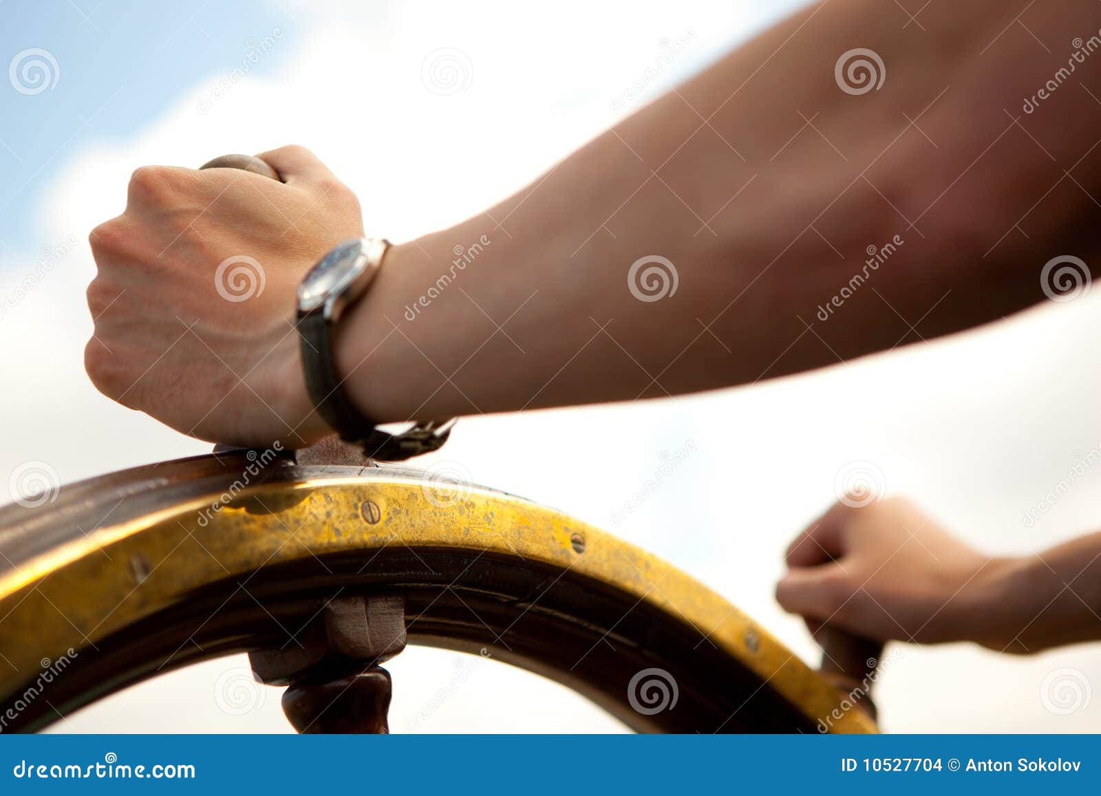 Hand on ship rudder. stock photo. Image of hand, nautical - 10527704