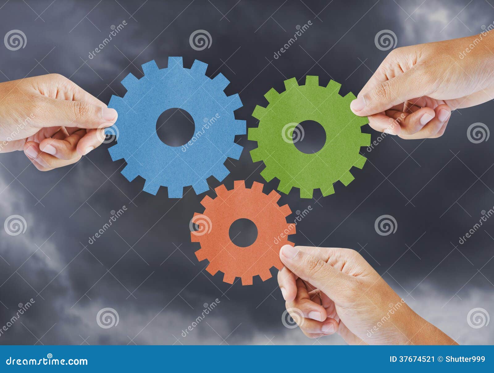 Hand Show Gear To Teamwork As Concept Stock Image - Image of design ...