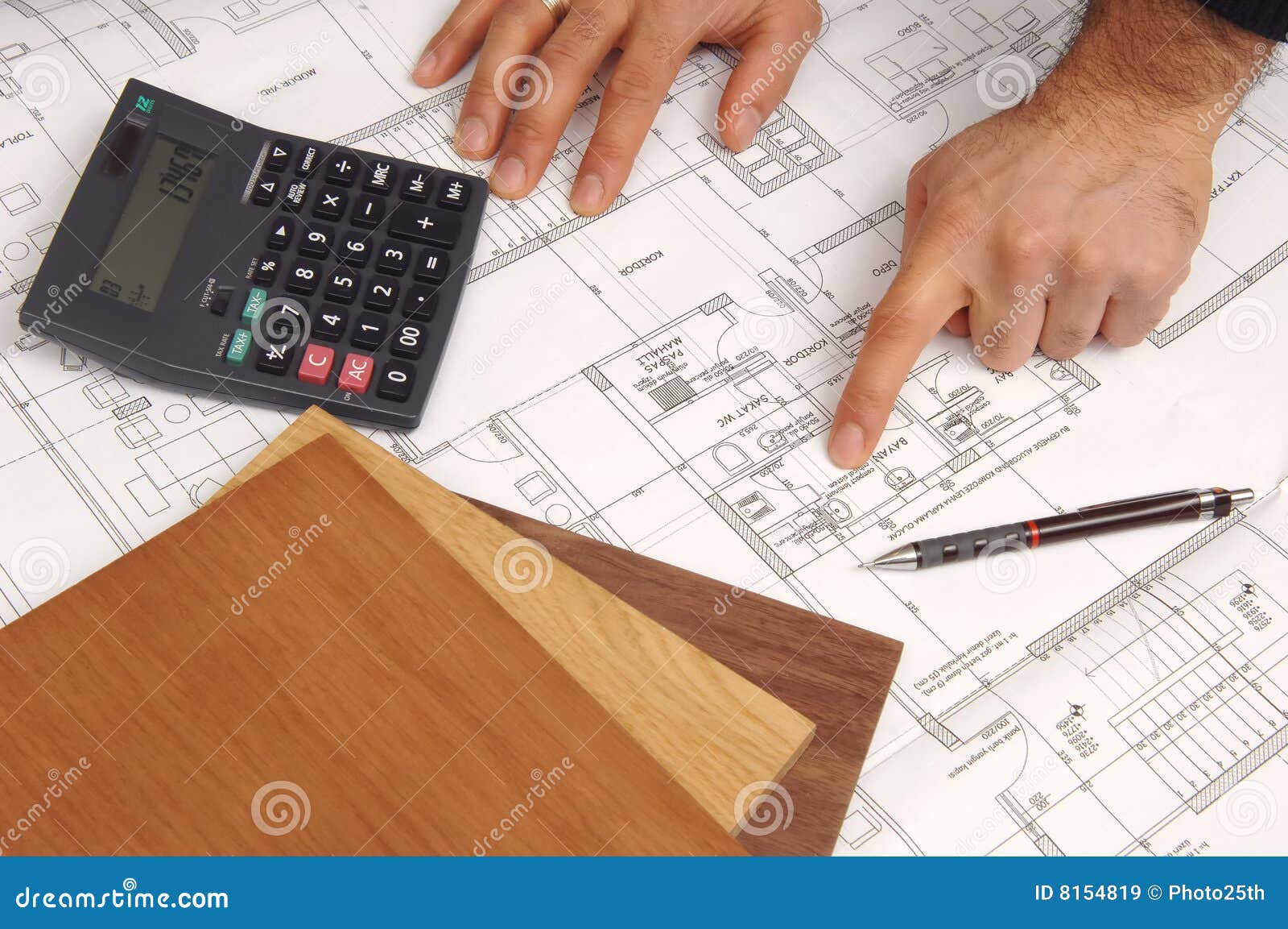 Hand show plans stock image. Image of blueprint, calculator - 8154819