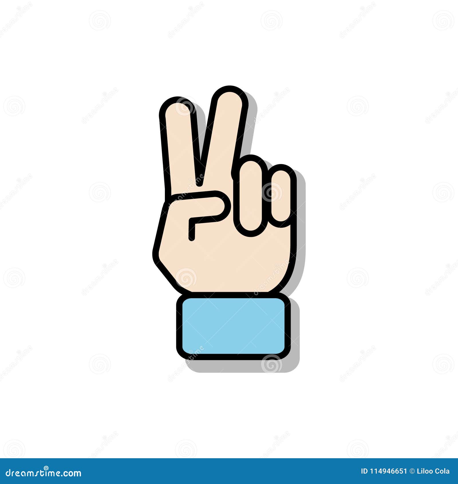 Hand show two fingers stock vector. Illustration of outline - 114946651