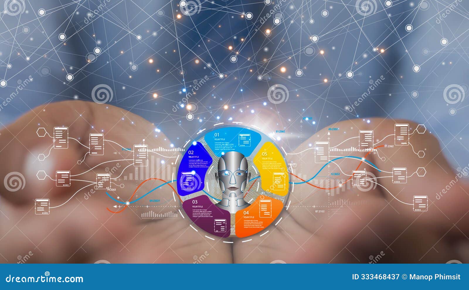 Hand Show Virtual Graphic Global Internet Connect with AI Technology AI ...