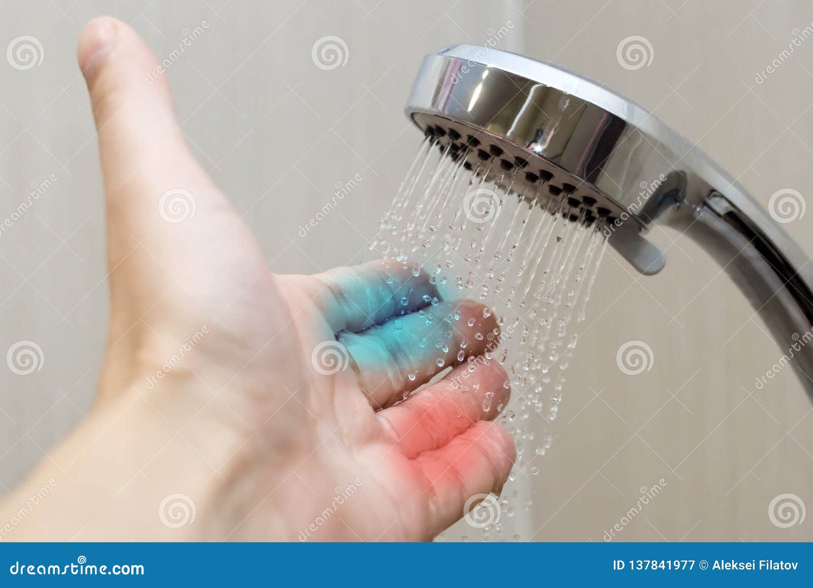 Hand in the Shower Test Water Temperature Stock Image - Image of design ...