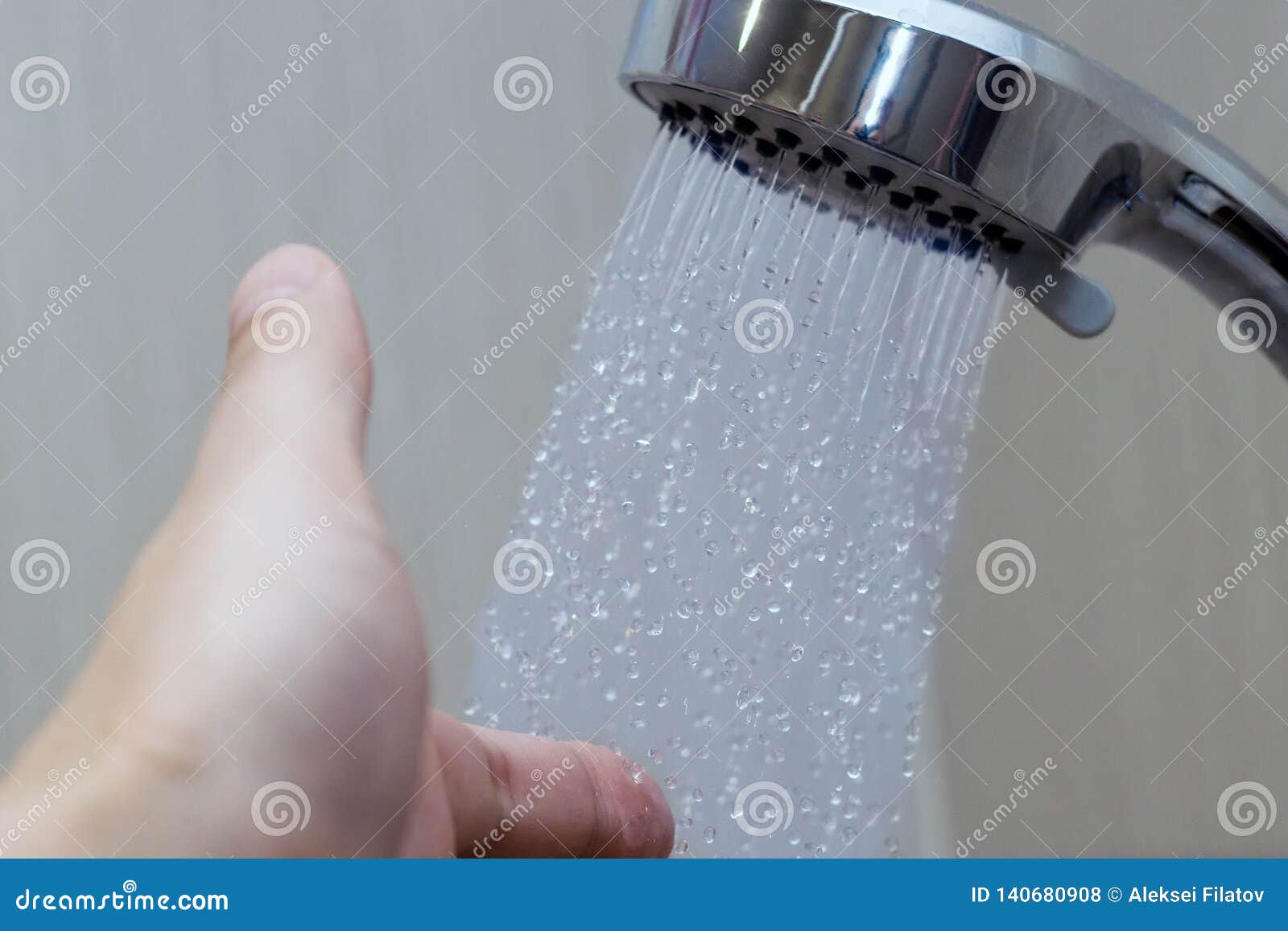 Hand in the Shower Test Water Temperature Stock Photo - Image of hand ...