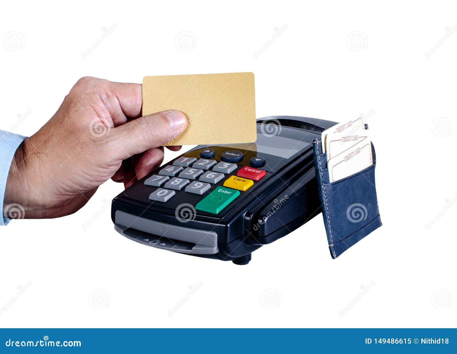 Hand Showing Credit Card and Card Reader Machine Stock Image - Image of ...