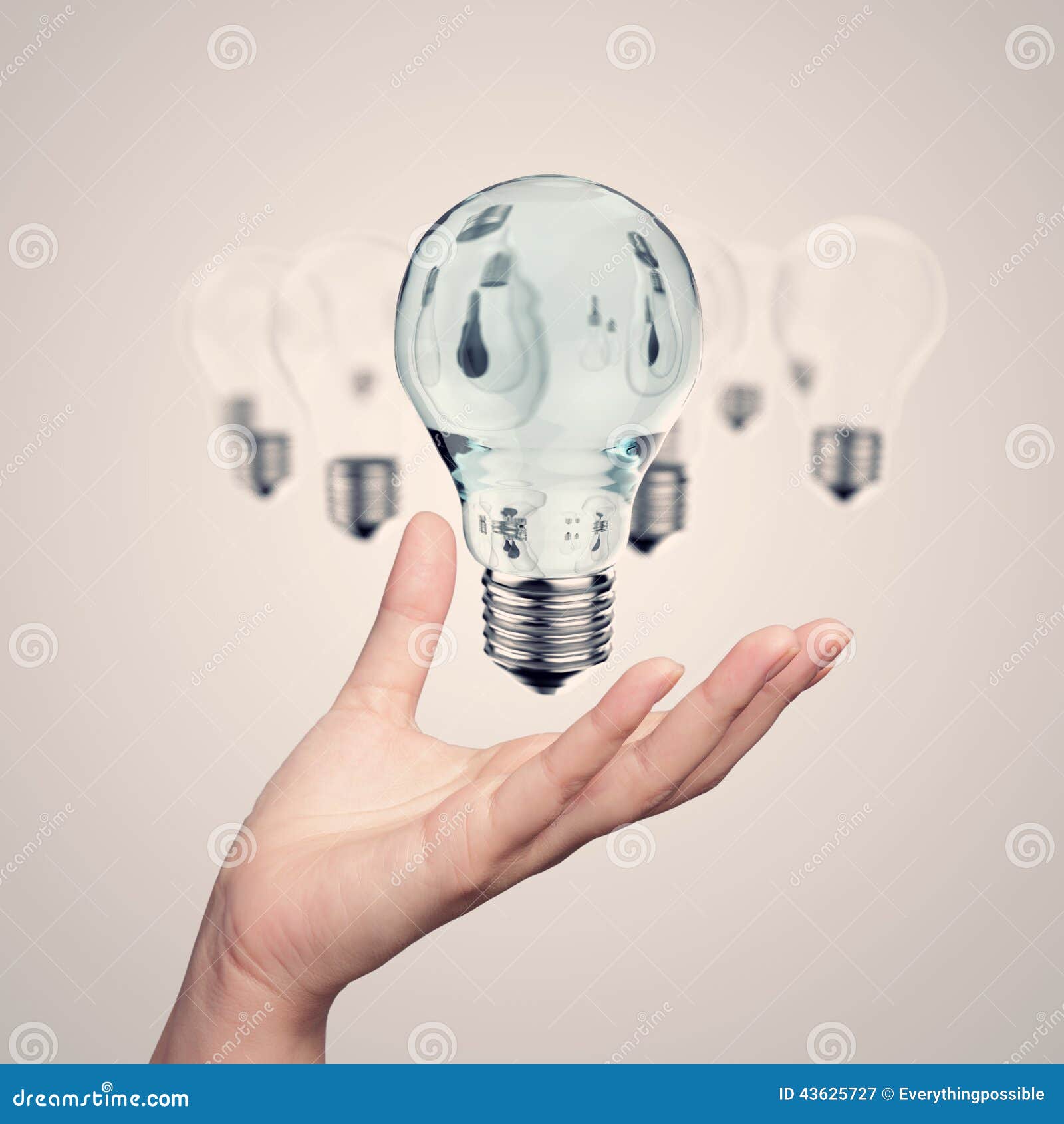 Hand showing 3d light bulb stock image. Image of design - 43625727