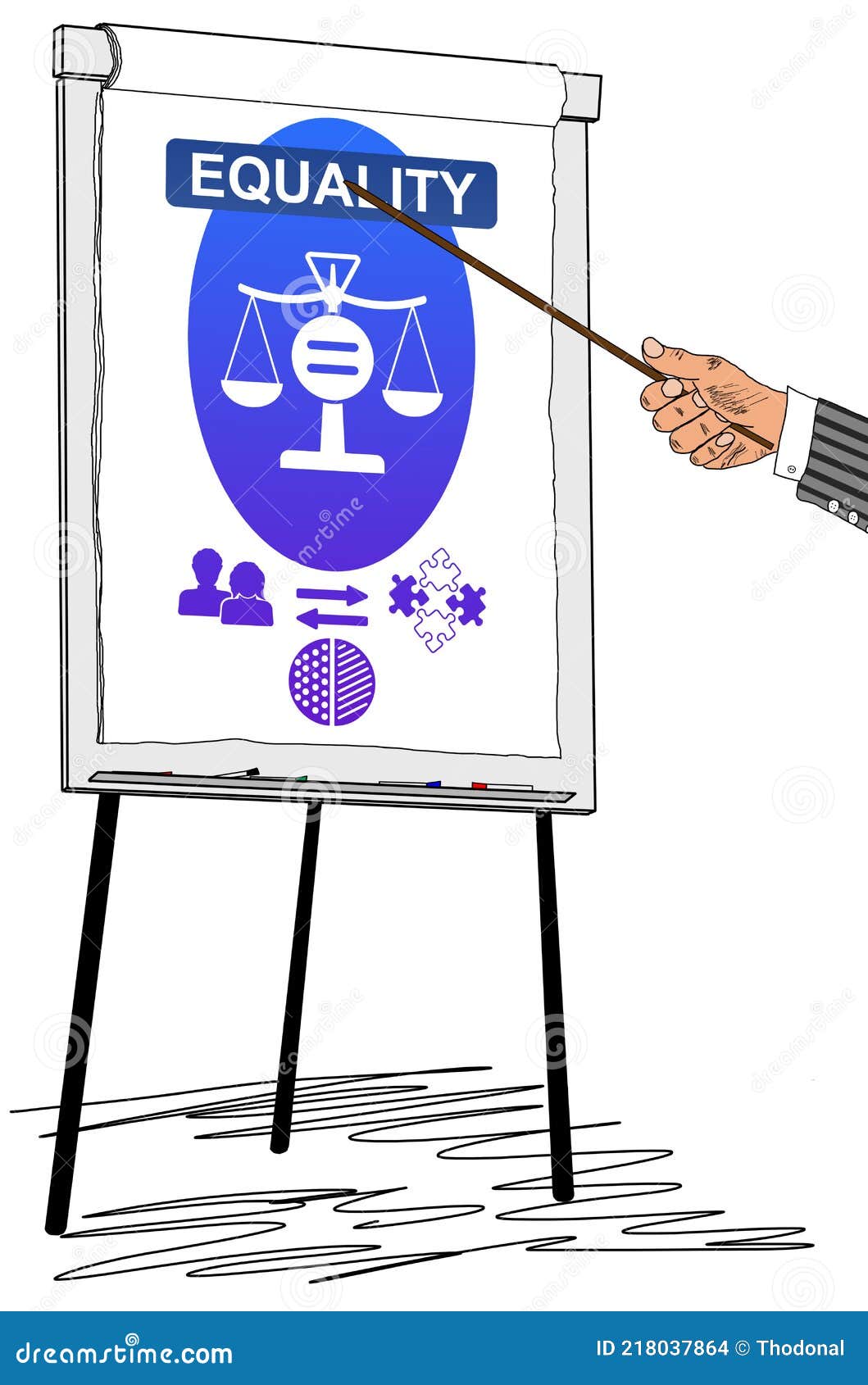 Equality Concept Drawn on a Flipchart Stock Illustration - Illustration ...
