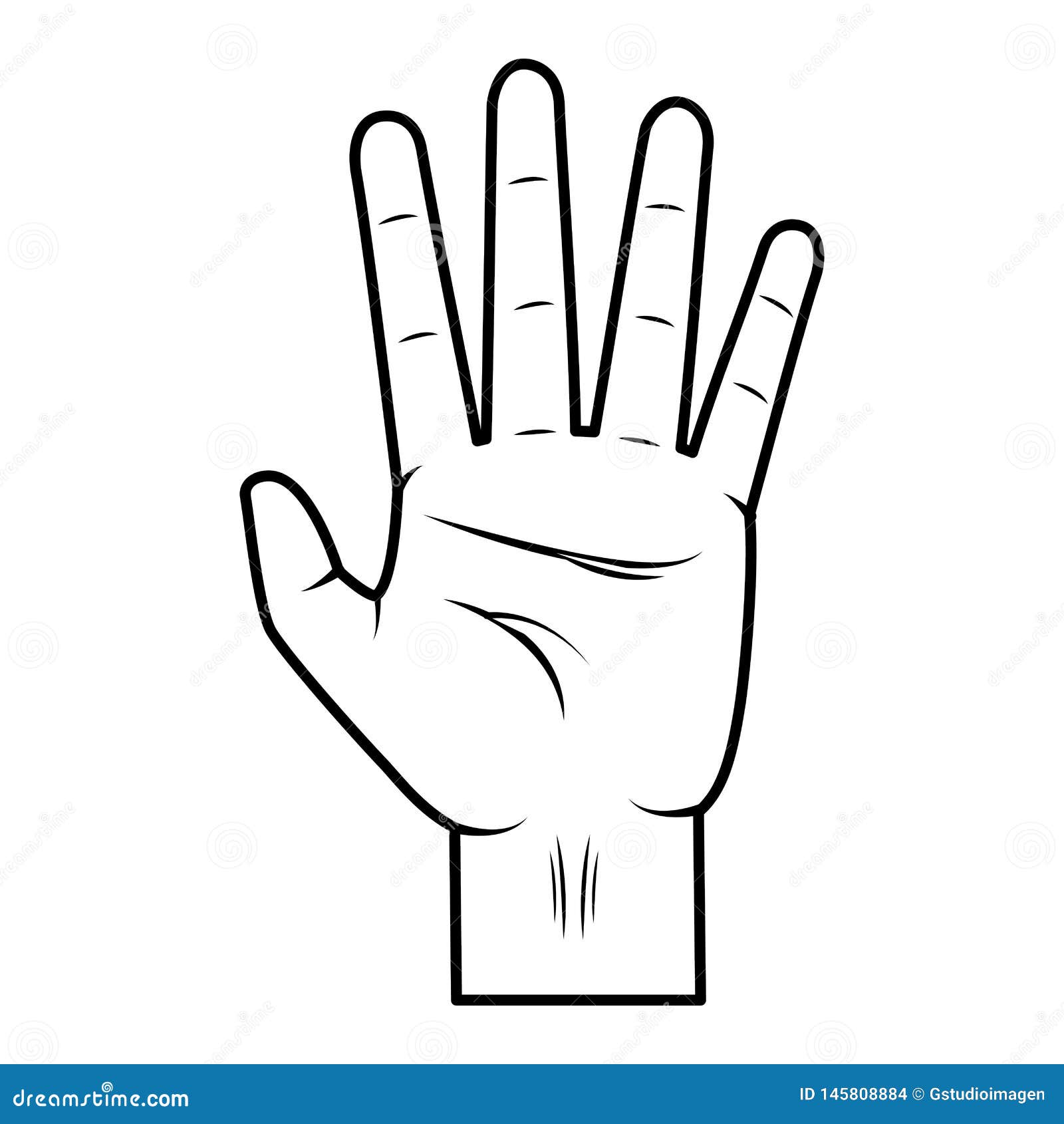 Hand showing five fingers stock illustration. Illustration of gesture ...