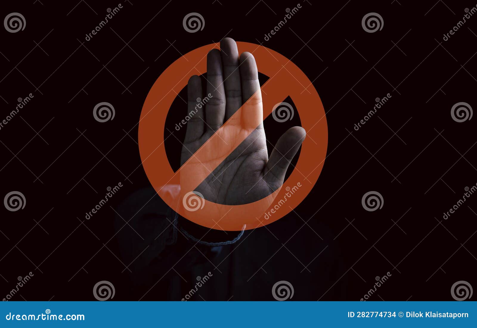Hand Showing Gesture with Red Stop Sign Stock Photo - Image of gesture ...