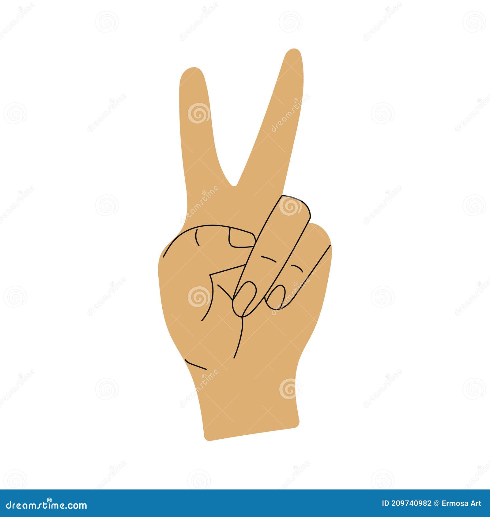 Hand Showing Gesture. Symbol of Peace Stock Illustration - Illustration ...