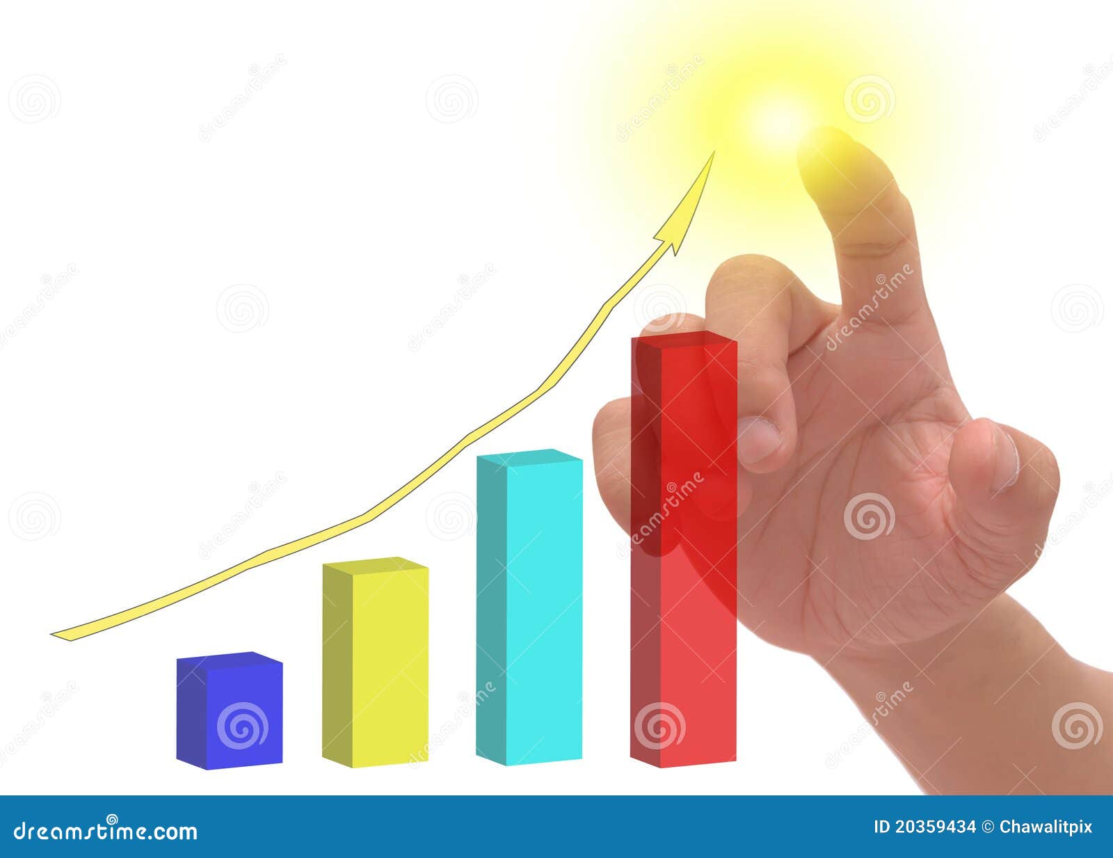 Hand showing graph stock photo. Image of marketing, blue - 20359434