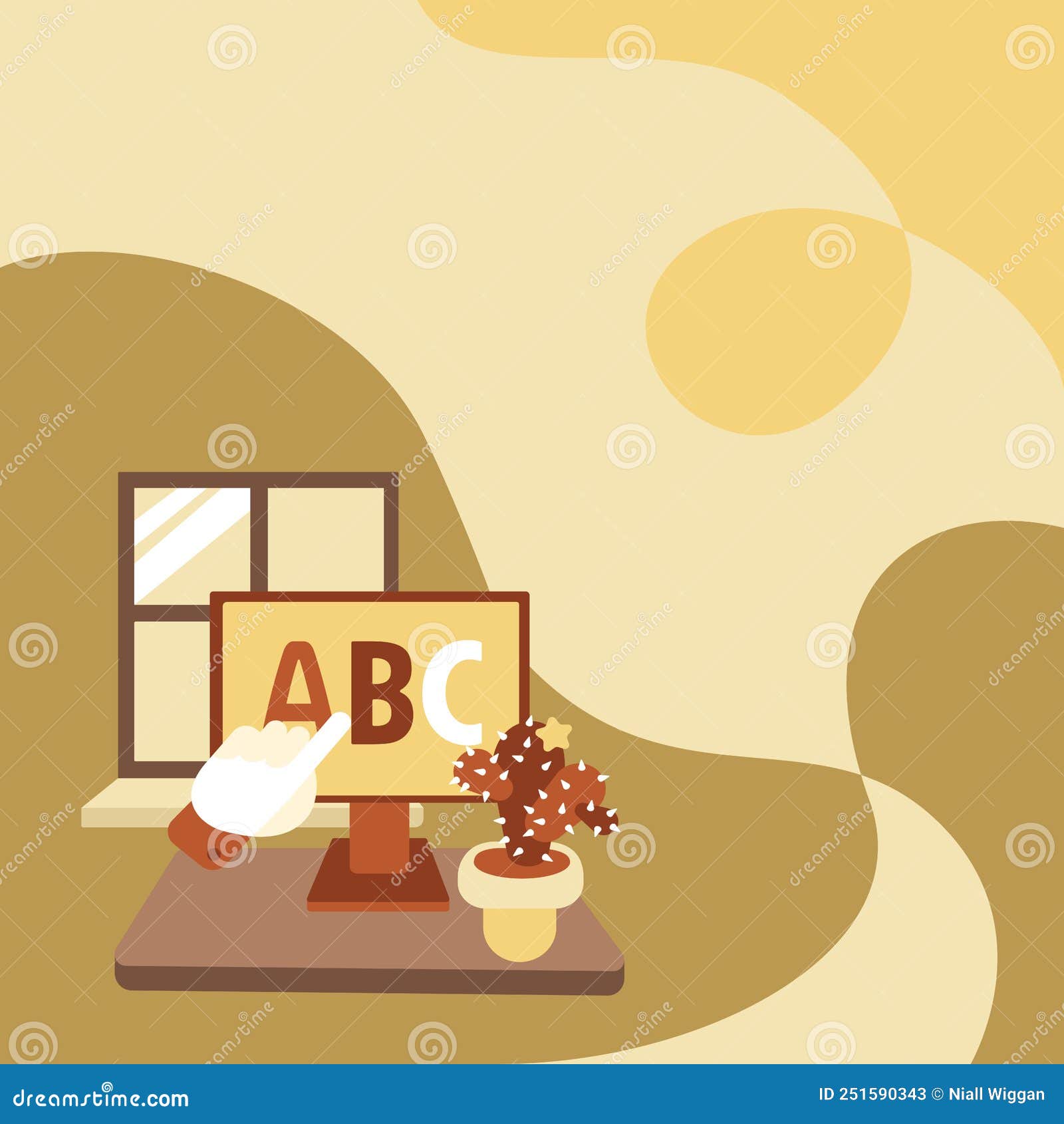 Hand Showing Letters Pointing Web Browser Screen with Cactus on Side ...