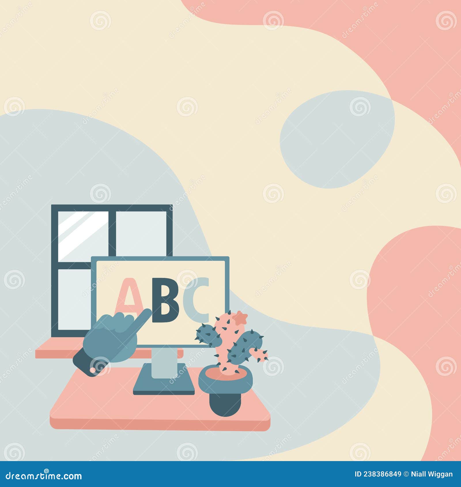 Hand Showing Letters Pointing Web Browser Screen with Cactus on Side ...