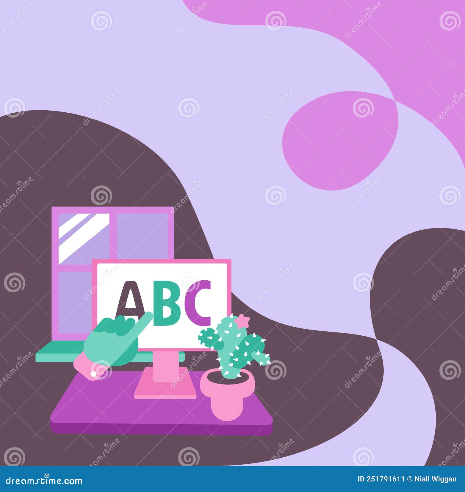 Hand Showing Letters Pointing Web Browser Screen with Cactus on Side ...