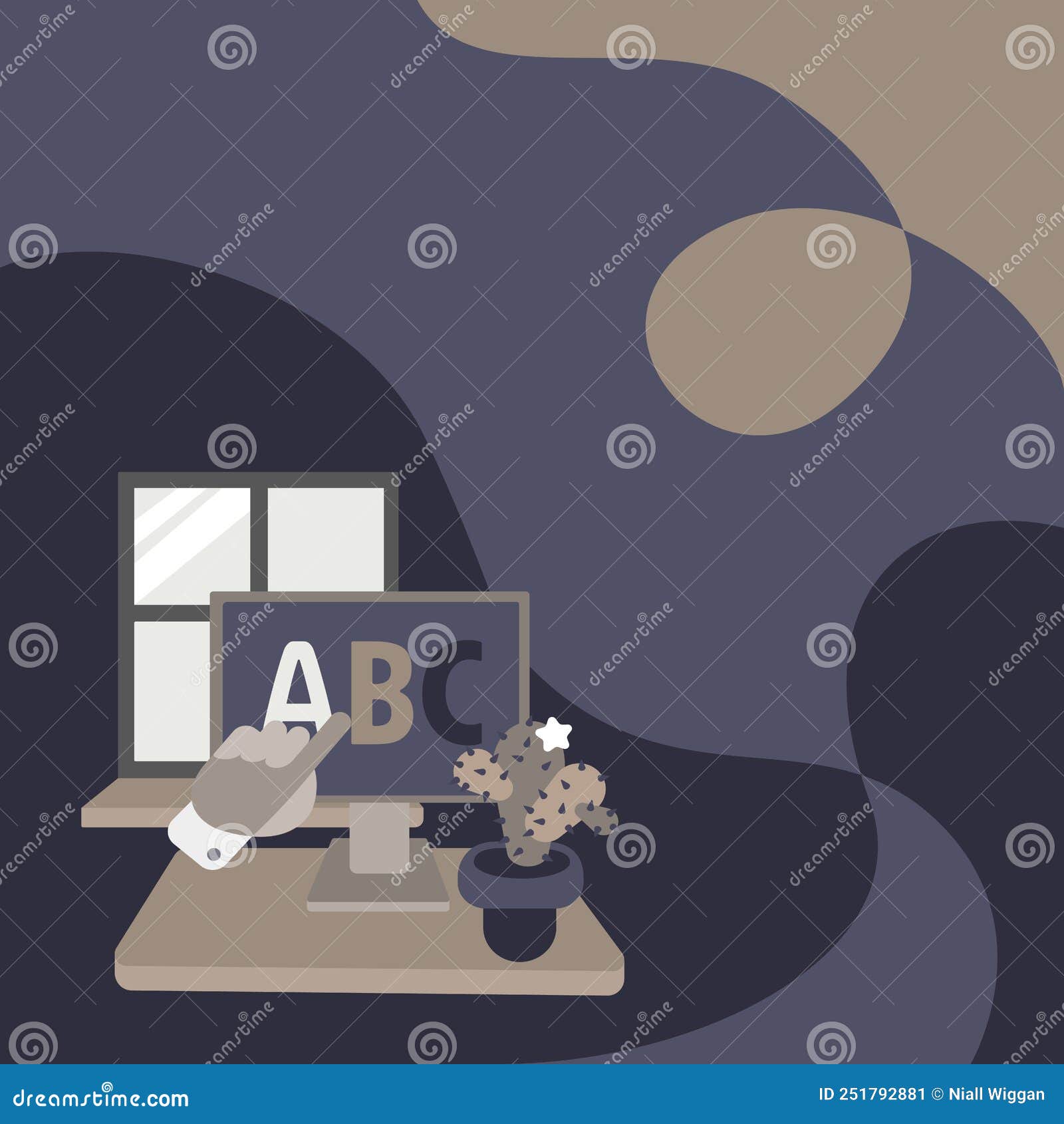 Hand Showing Letters Pointing Web Browser Screen with Cactus on Side ...