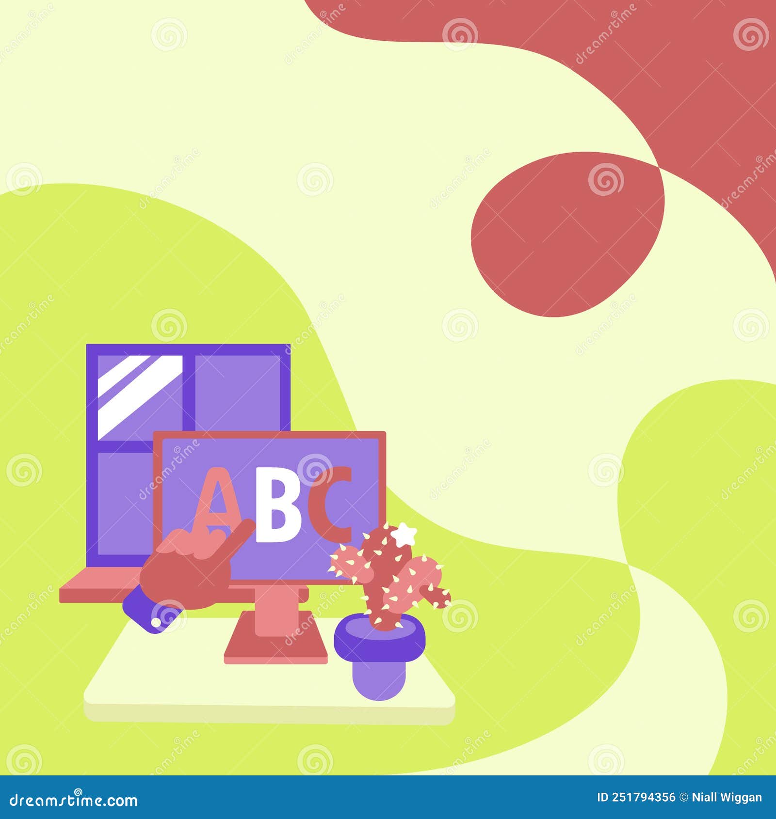 Hand Showing Letters Pointing Web Browser Screen with Cactus on Side ...