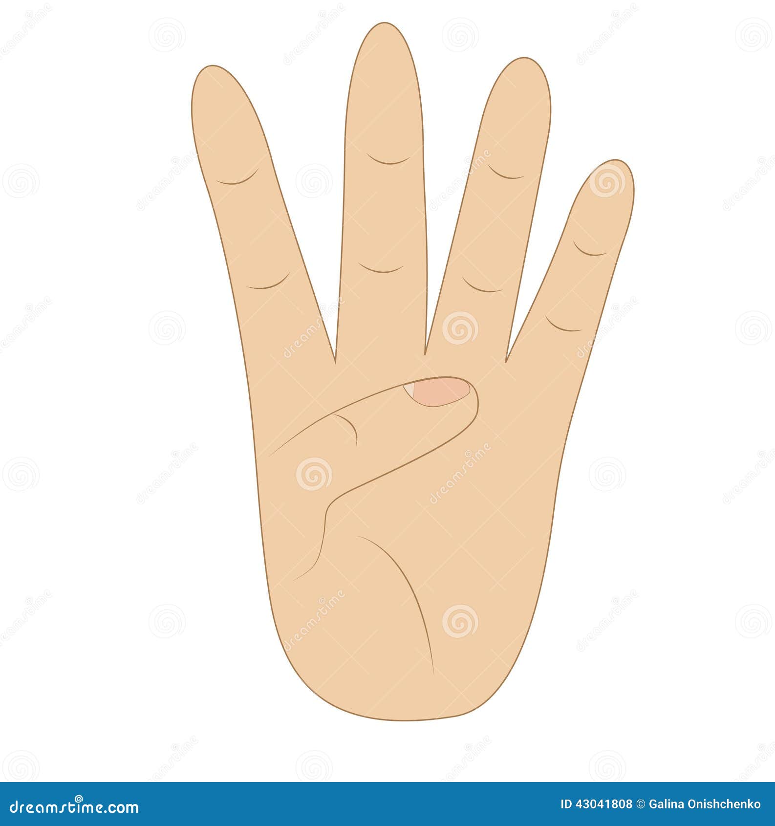 Hand, Showing Number Four on White Background Stock Vector ...