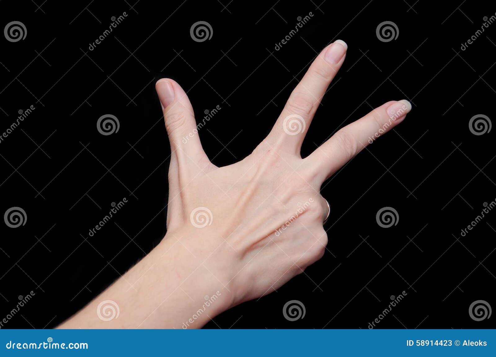 Hand showing number three stock image. Image of combination - 58914423