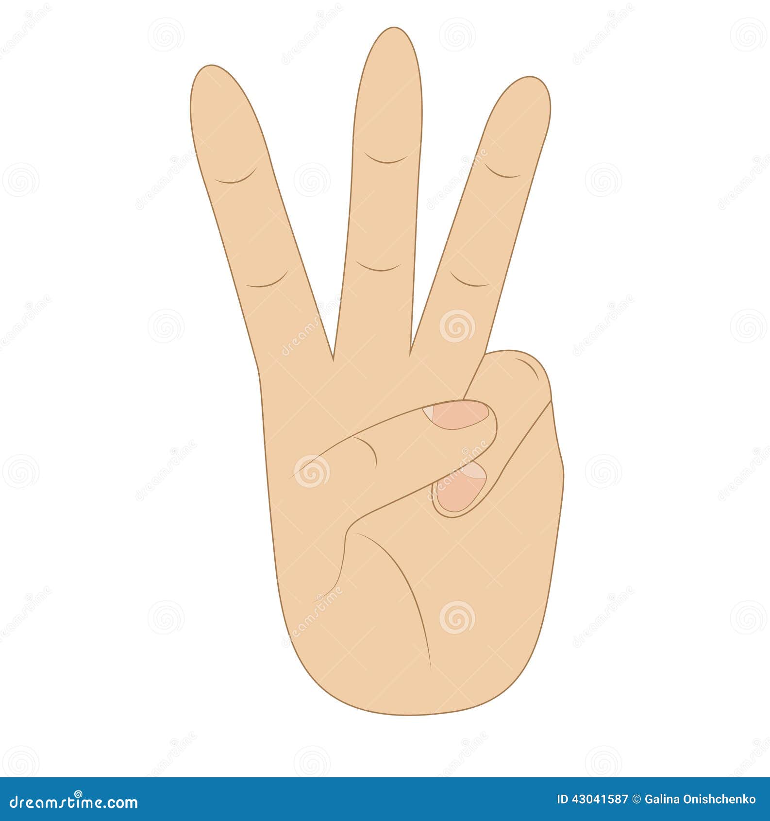 Hand, Showing Number Three on White Background Stock Vector ...