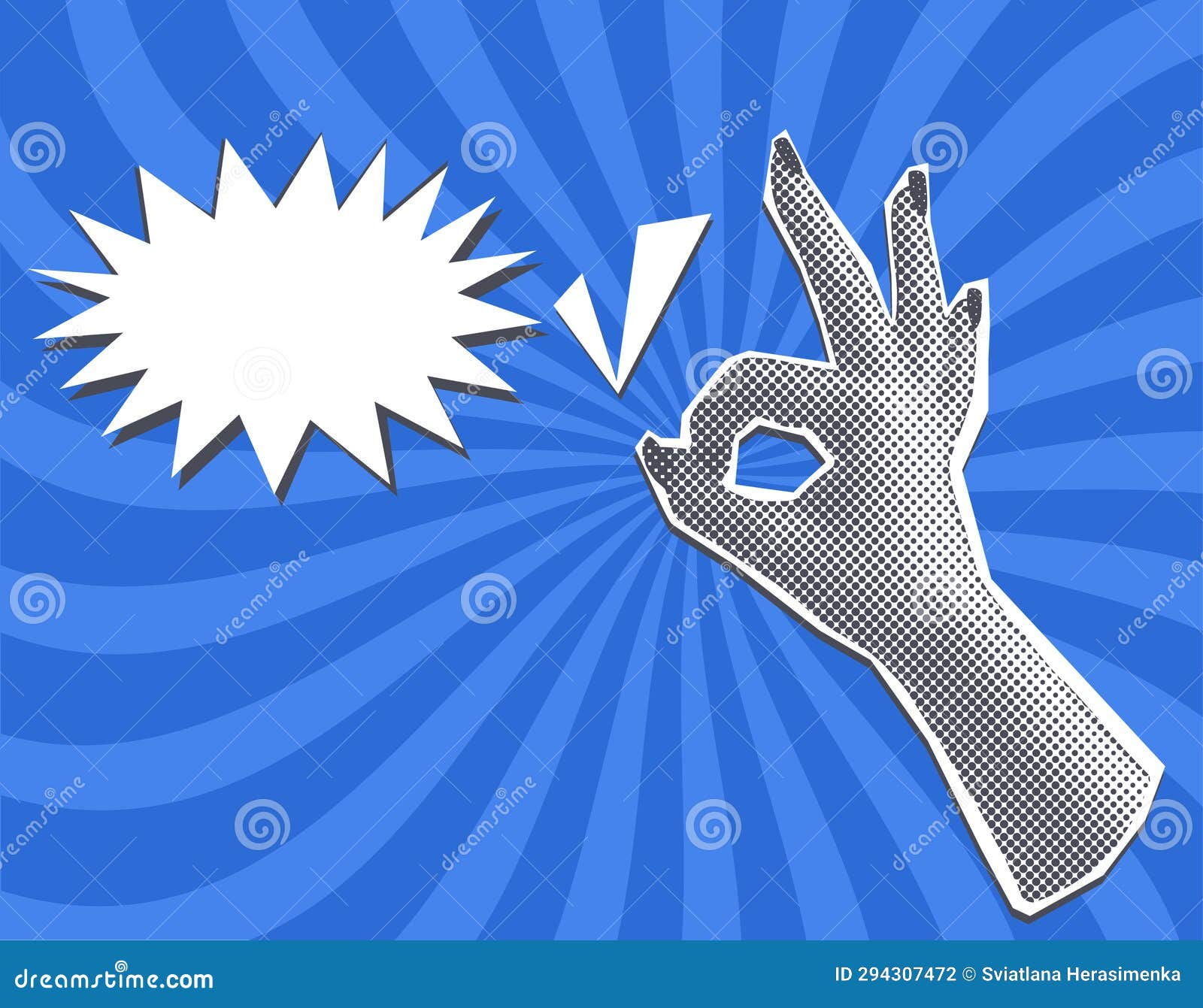 Halftone Collage Female Hand Showing Ok Gesture. Vector Illustration ...