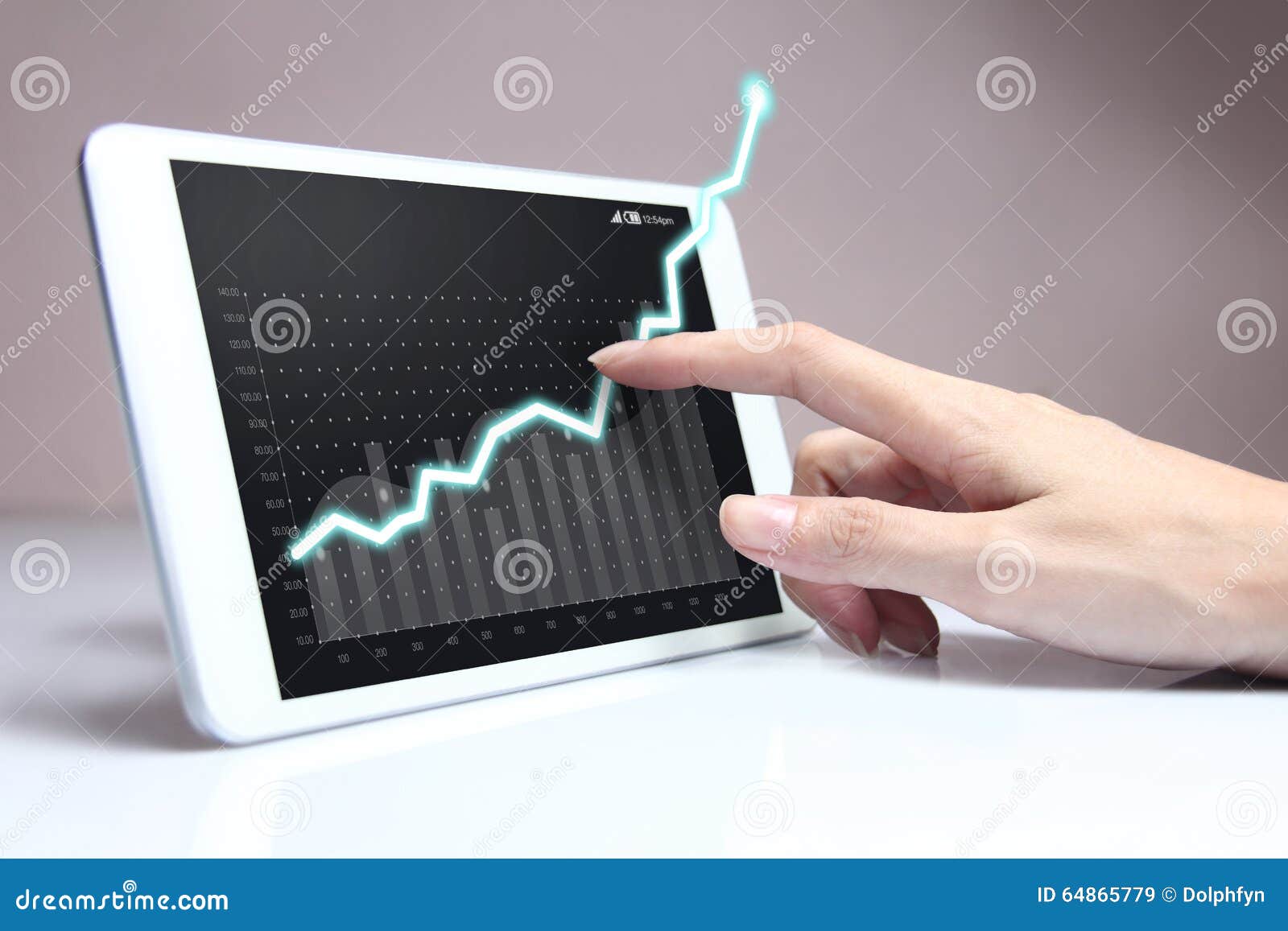 Hand Showing a Rising Graph on Tablet Stock Image - Image of increase ...