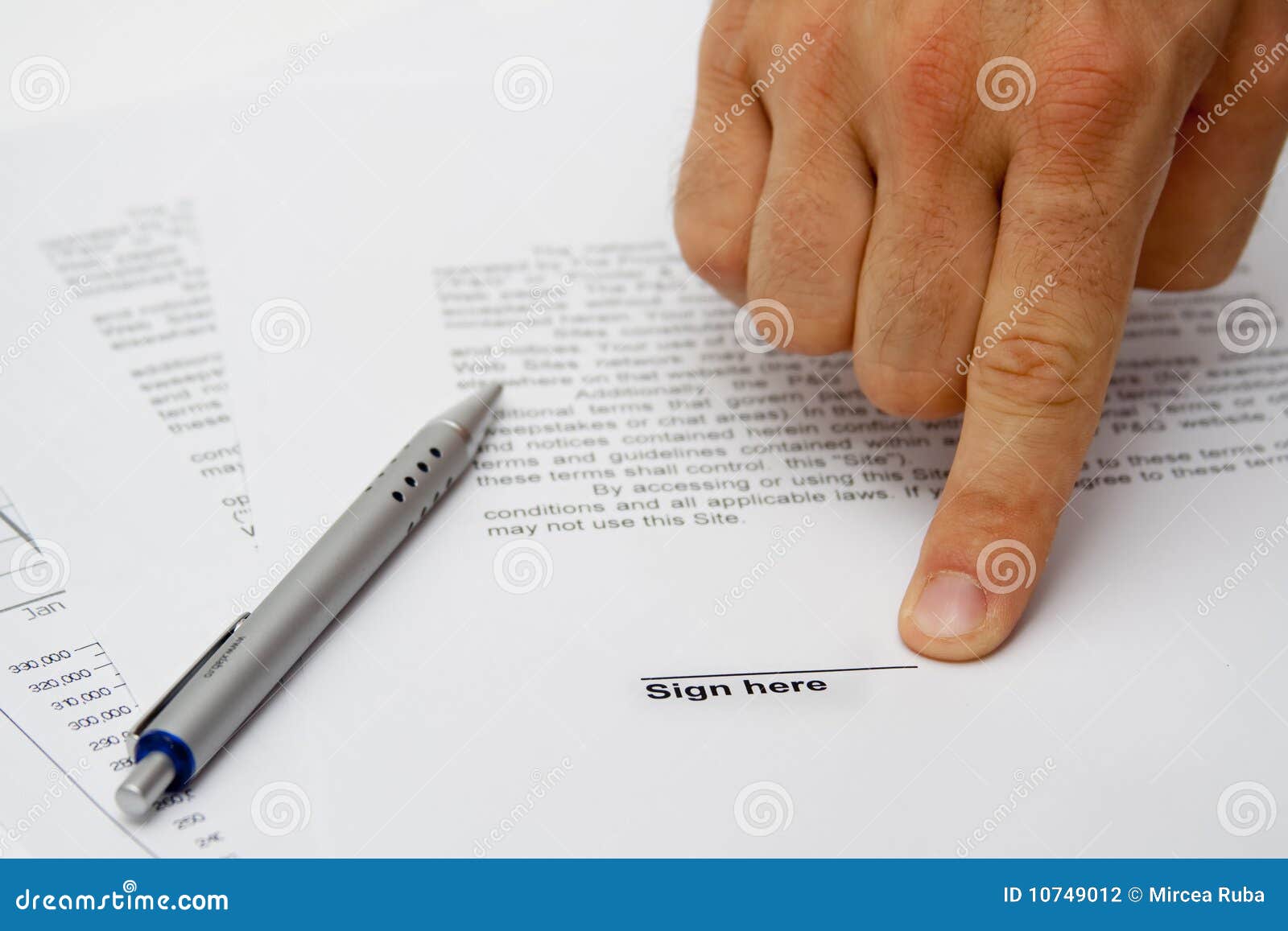 Hand Showing Signature Place on Contract Stock Photo - Image of deal ...