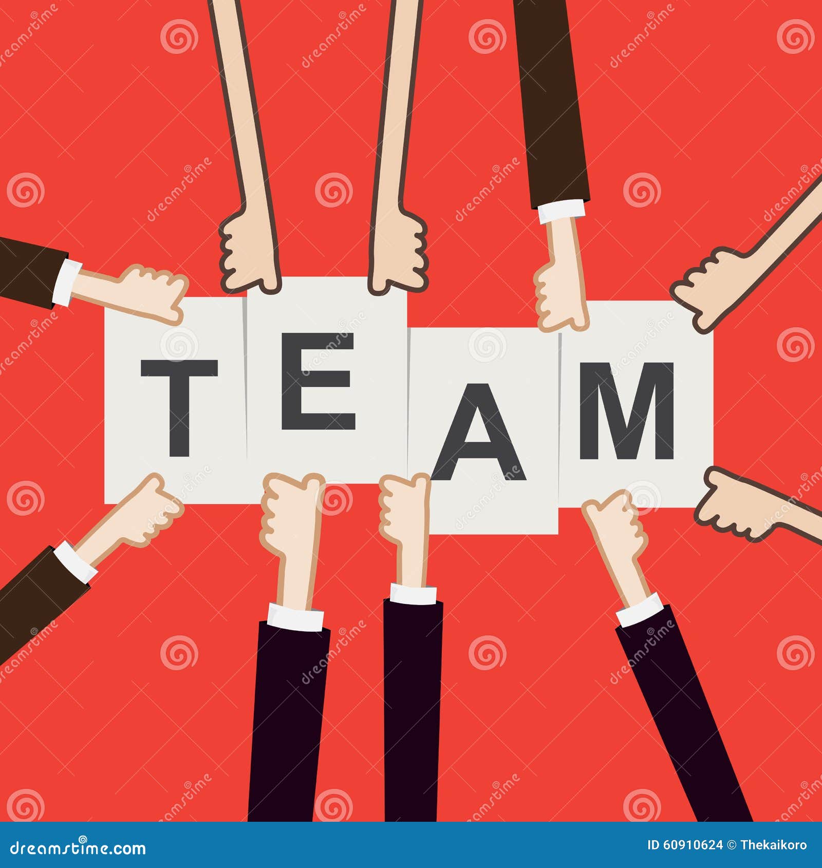 Hand Showing Team Text Teamwork Concept Vector Stock Illustration ...