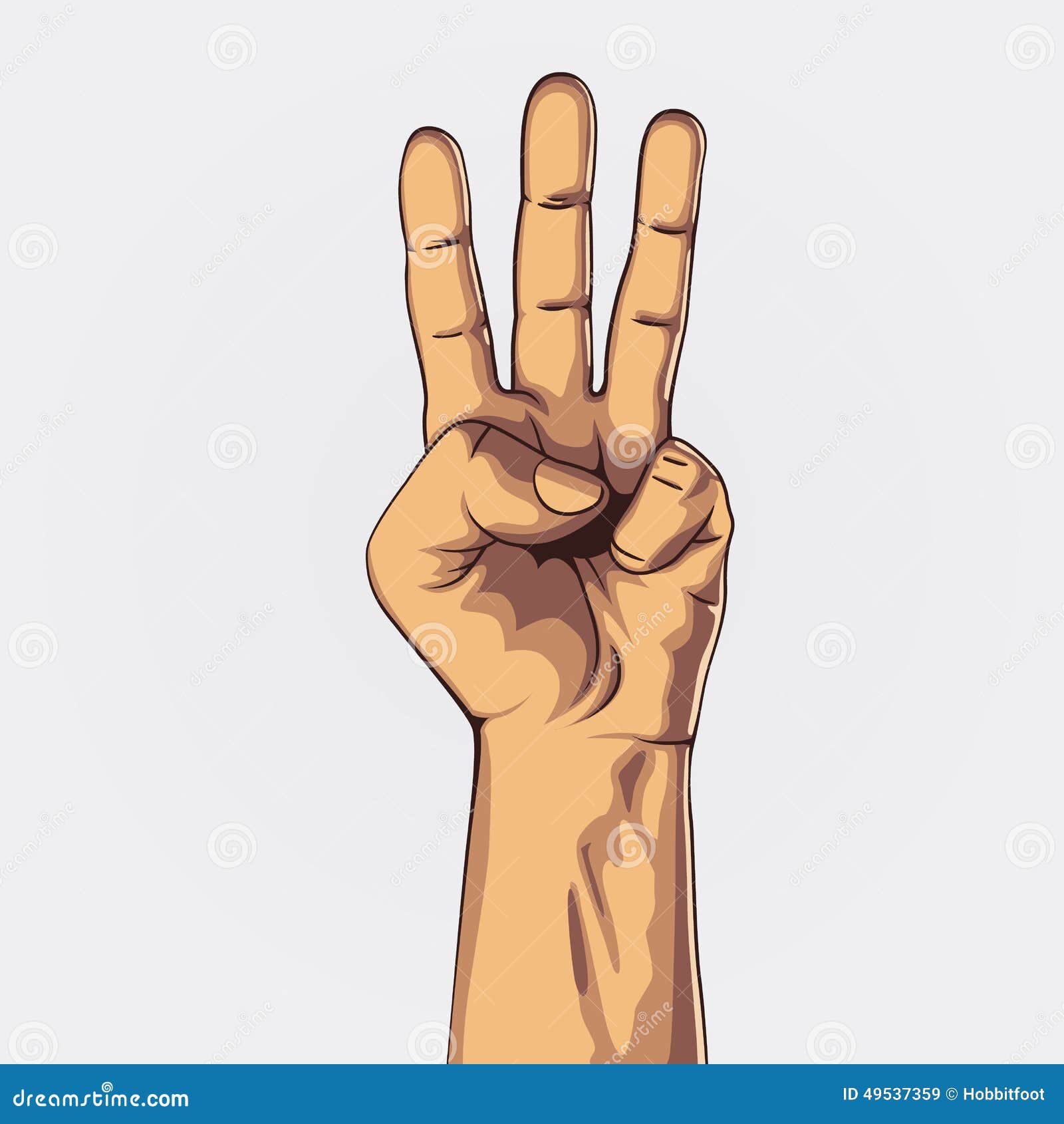 Hand showing three count stock vector. Illustration of number - 49537359