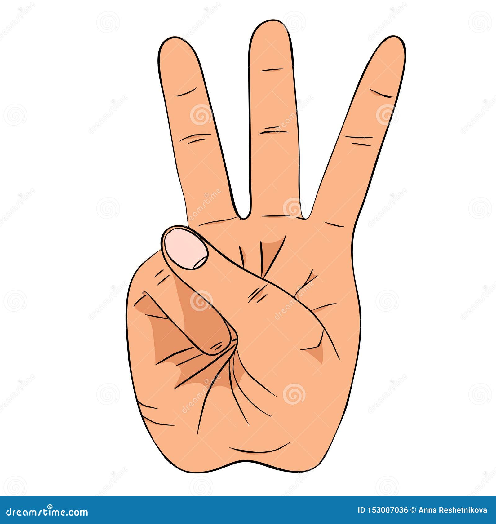 Hand Gesture with High Three Sign Stock Vector - Illustration of icon ...