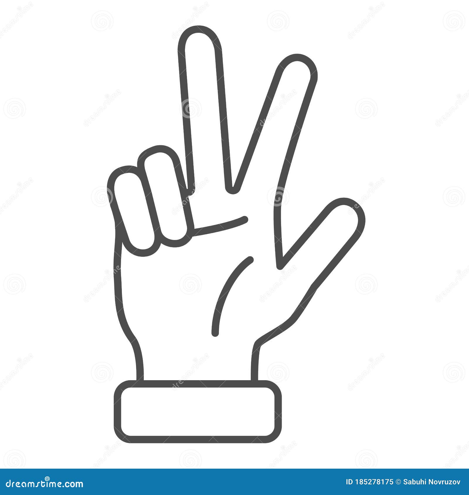 Hand Showing Three Fingers Thin Line Icon, Hand Gestures Concept, Three ... Hand Showing Three Fingers Thin Line Icon, Hand Gestures Concept, Three ...