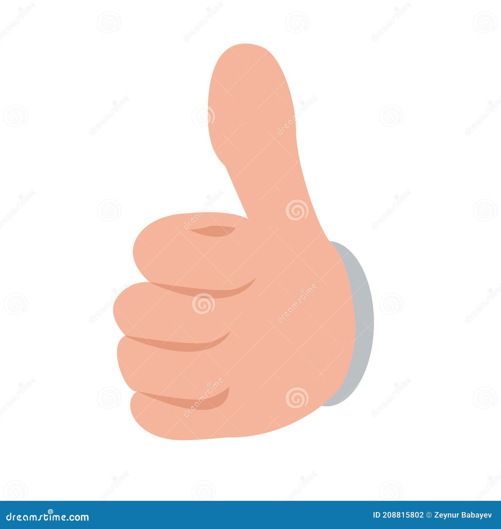 Hand Showing Thumbs Up Button from Front View. Flat and Solid Color ...