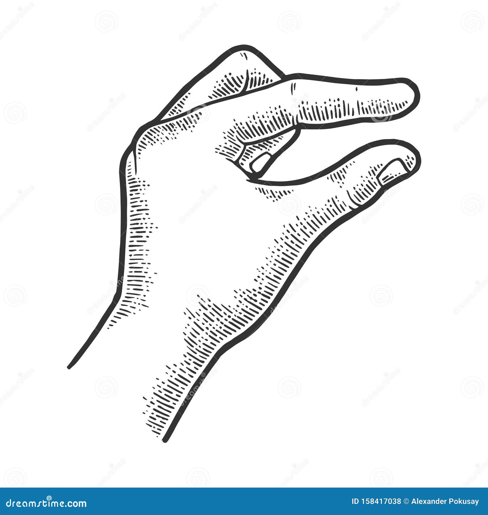 Hand Showing Tiny Small Size Sketch Vector Stock Vector - Illustration ...