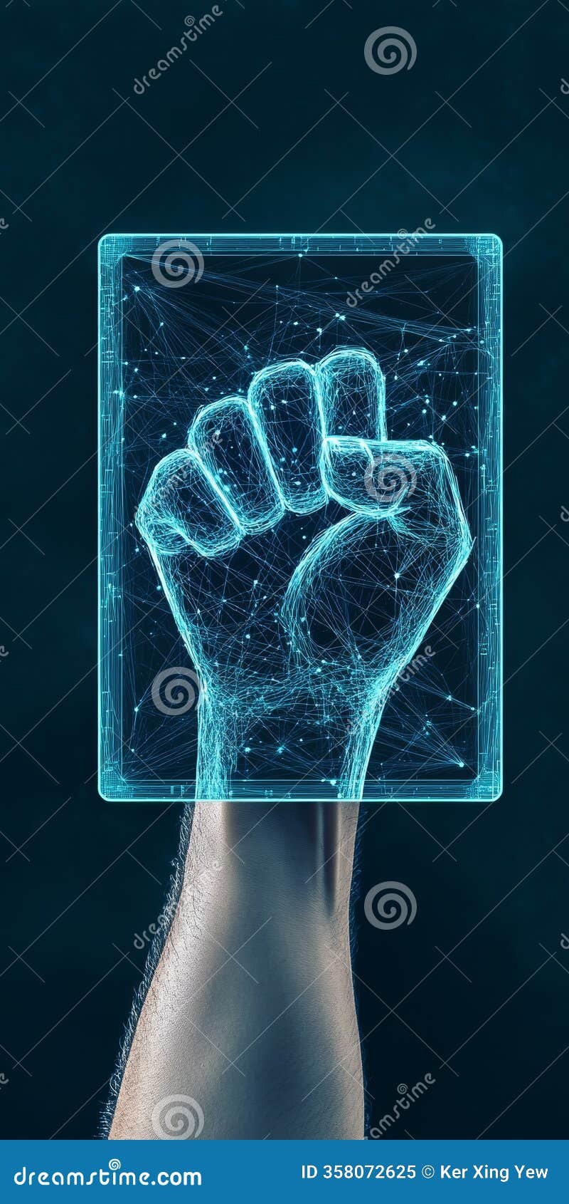 A Hand is Shown in a Box with a Fist Raised Stock Illustration ...