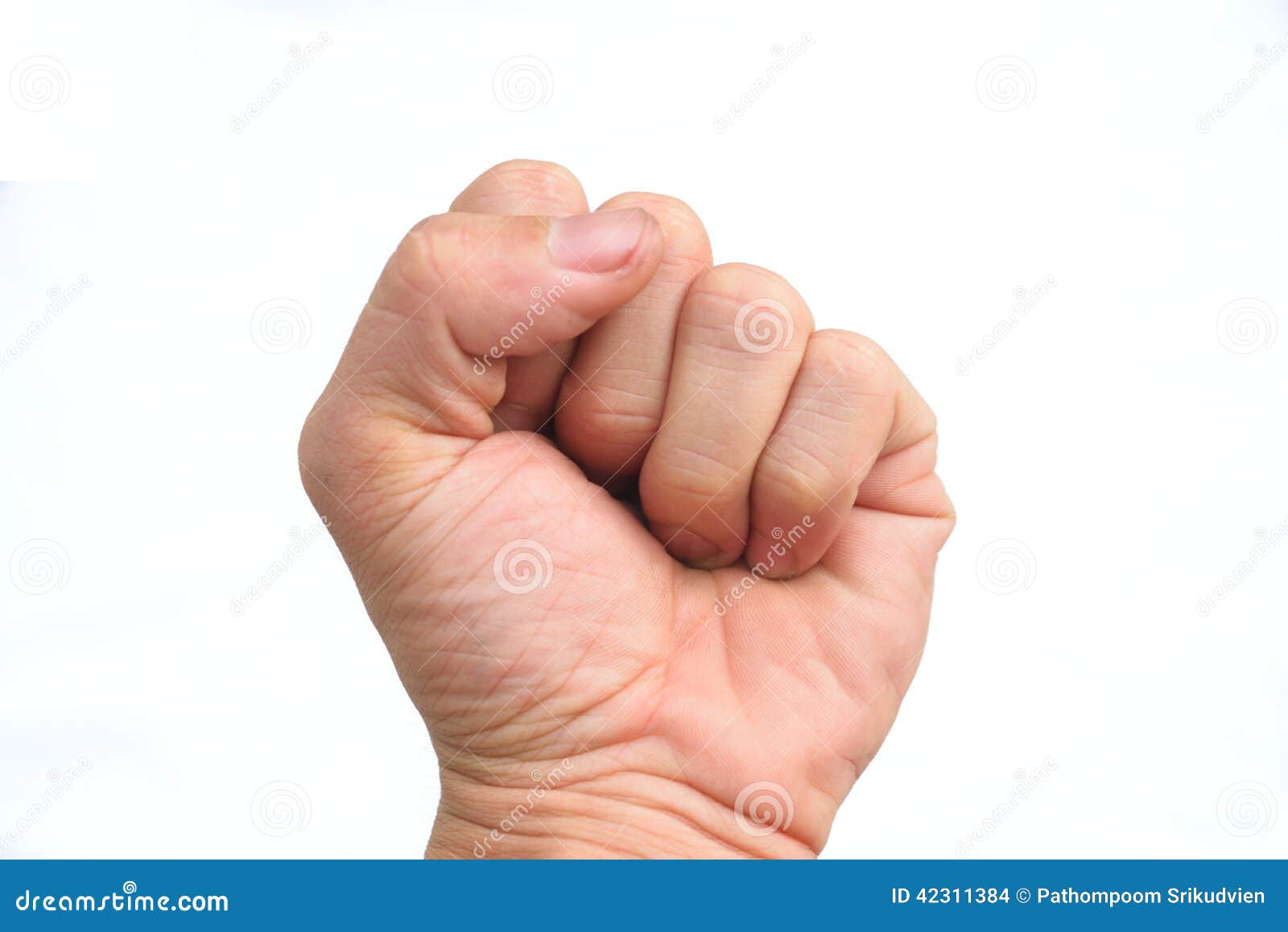 Boy`s Hand Shown Five Finger Symbol On Isolated White Background For ...