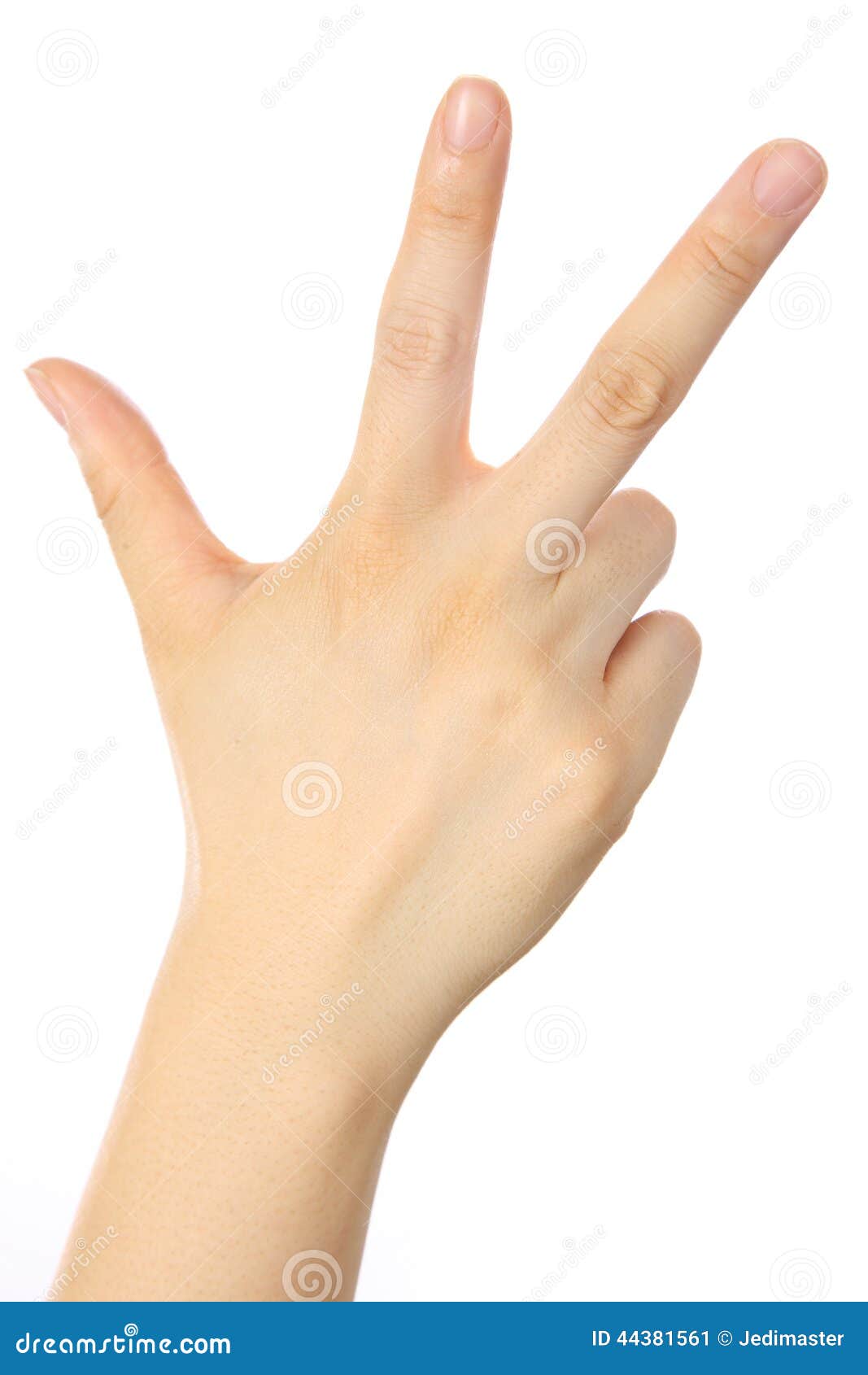 Hand shown three finger stock image. Image of white, isolated - 44381561