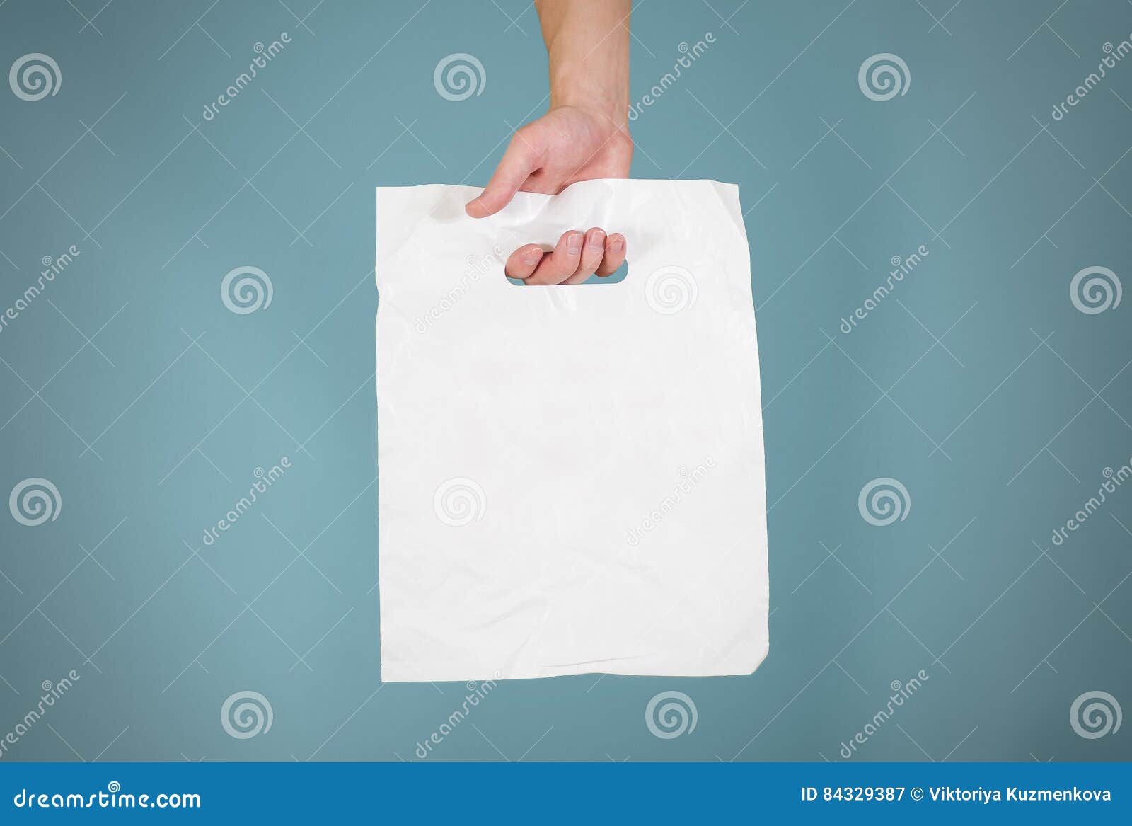 Hand Shows Blank Plastic Bag Mock Up Isolated. Empty White Polyethylene ...