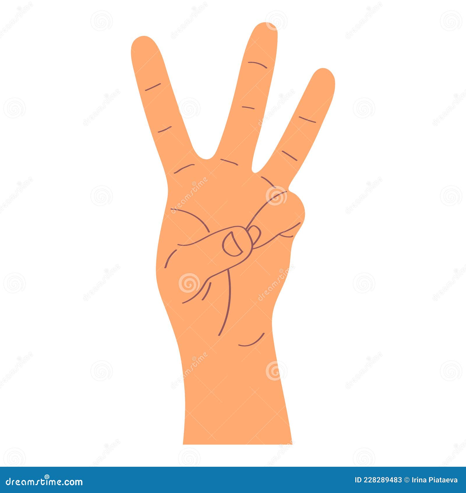 Hand Shows Finger Number Three. Gesture. Shows the Number Three with ...
